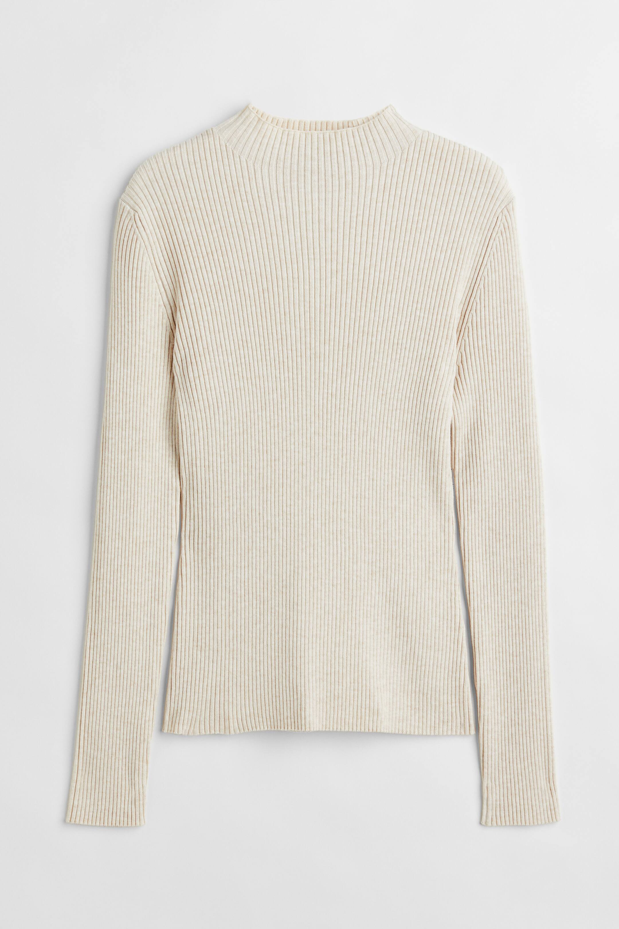 Rib-knit jumper - Natural white marl - Ladies | H&M IN