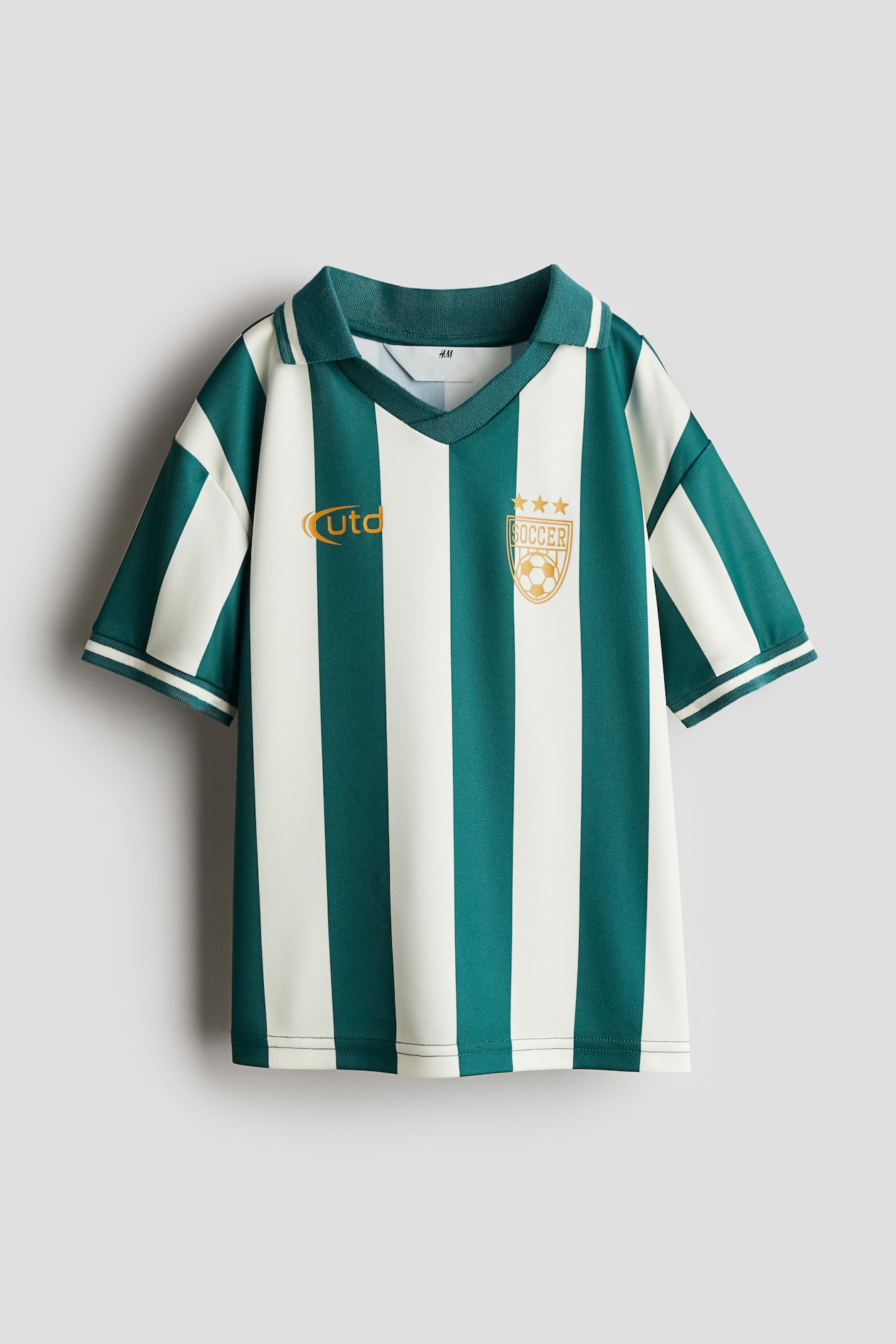 Collared football shirt - Green/White striped - Kids | H&M GB