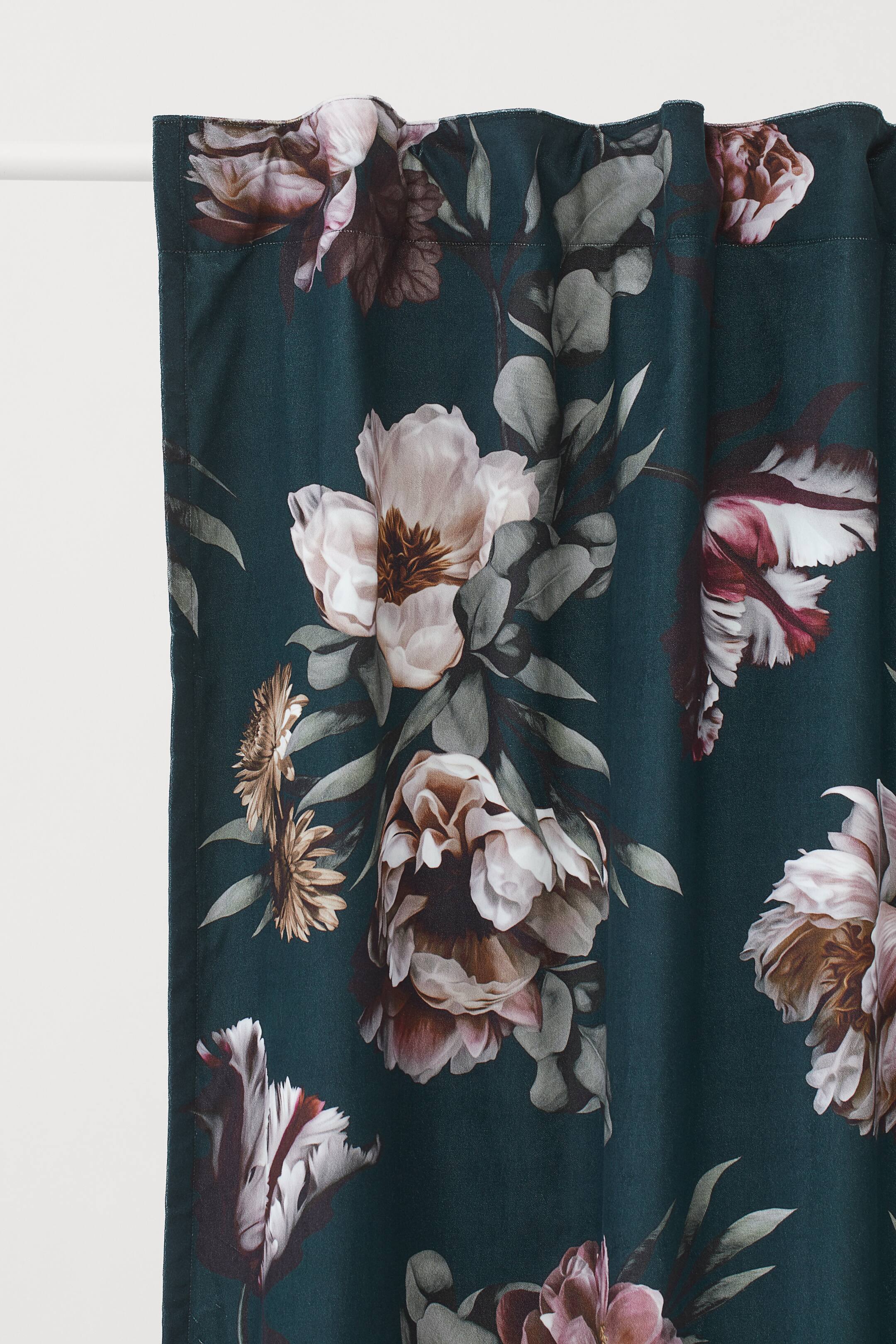 2-pack multiway curtains - Petrol/Floral - Home All | H&M IE