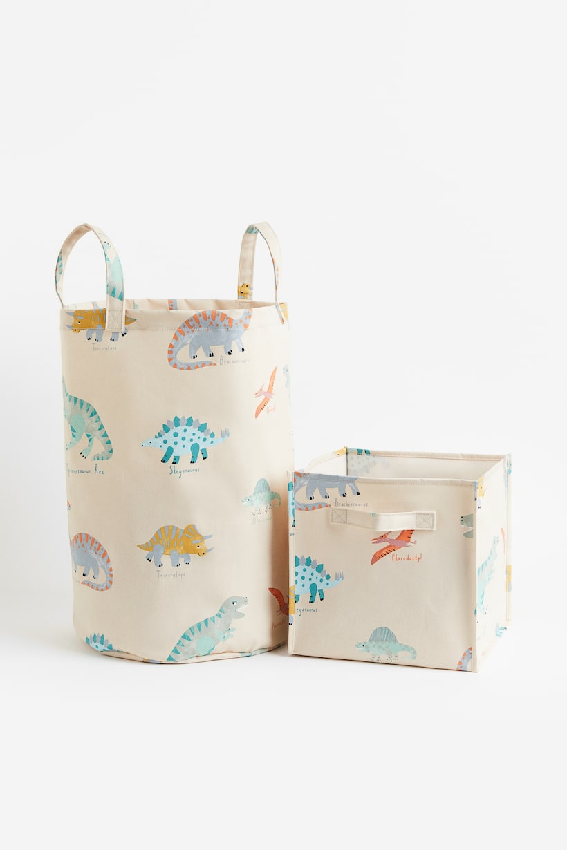 Light beige/dinosaurs Printed Storage Basket at H&M Home | H&M US