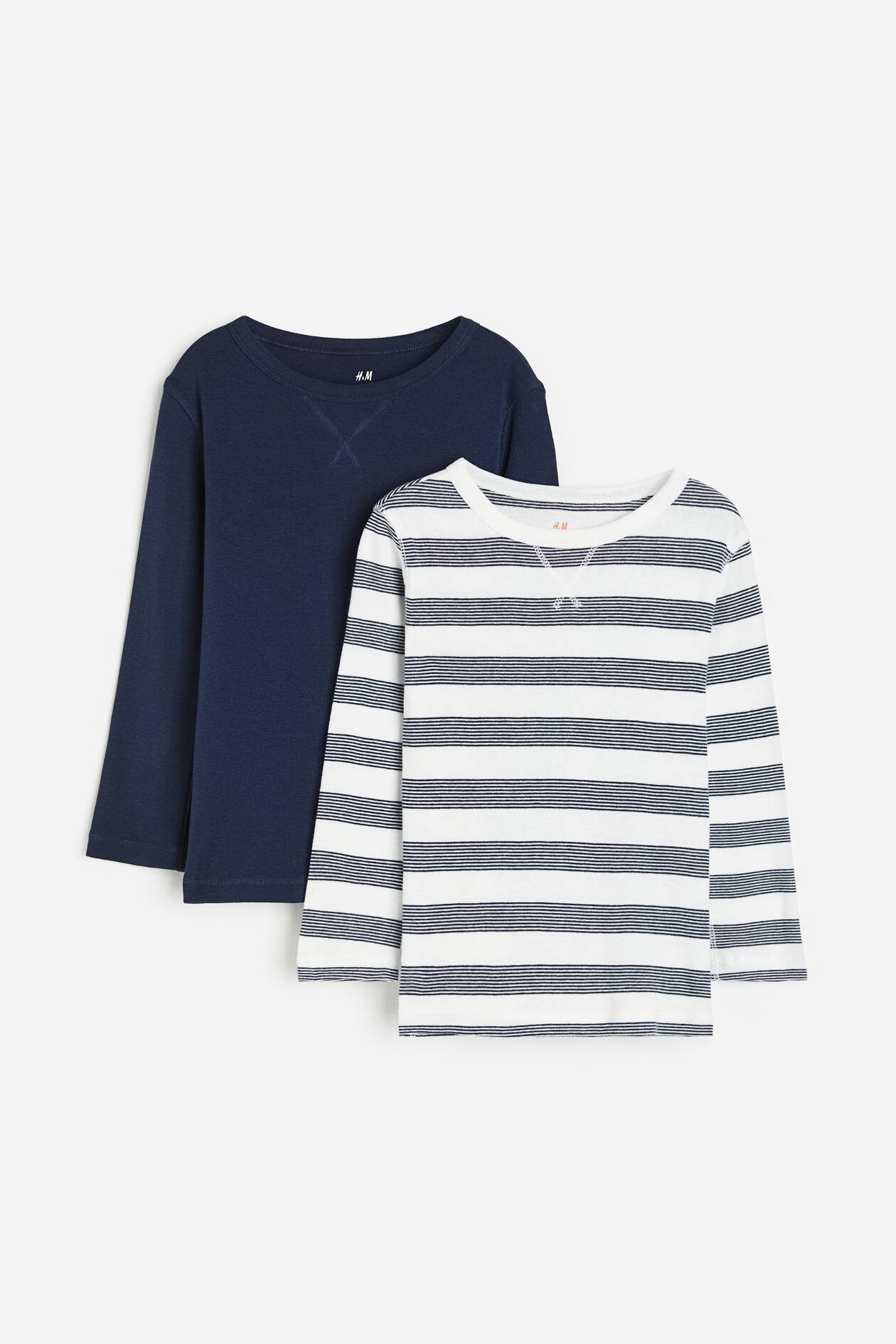 White/Striped 2-pack long-sleeved T-shirts for kids | H&M IN