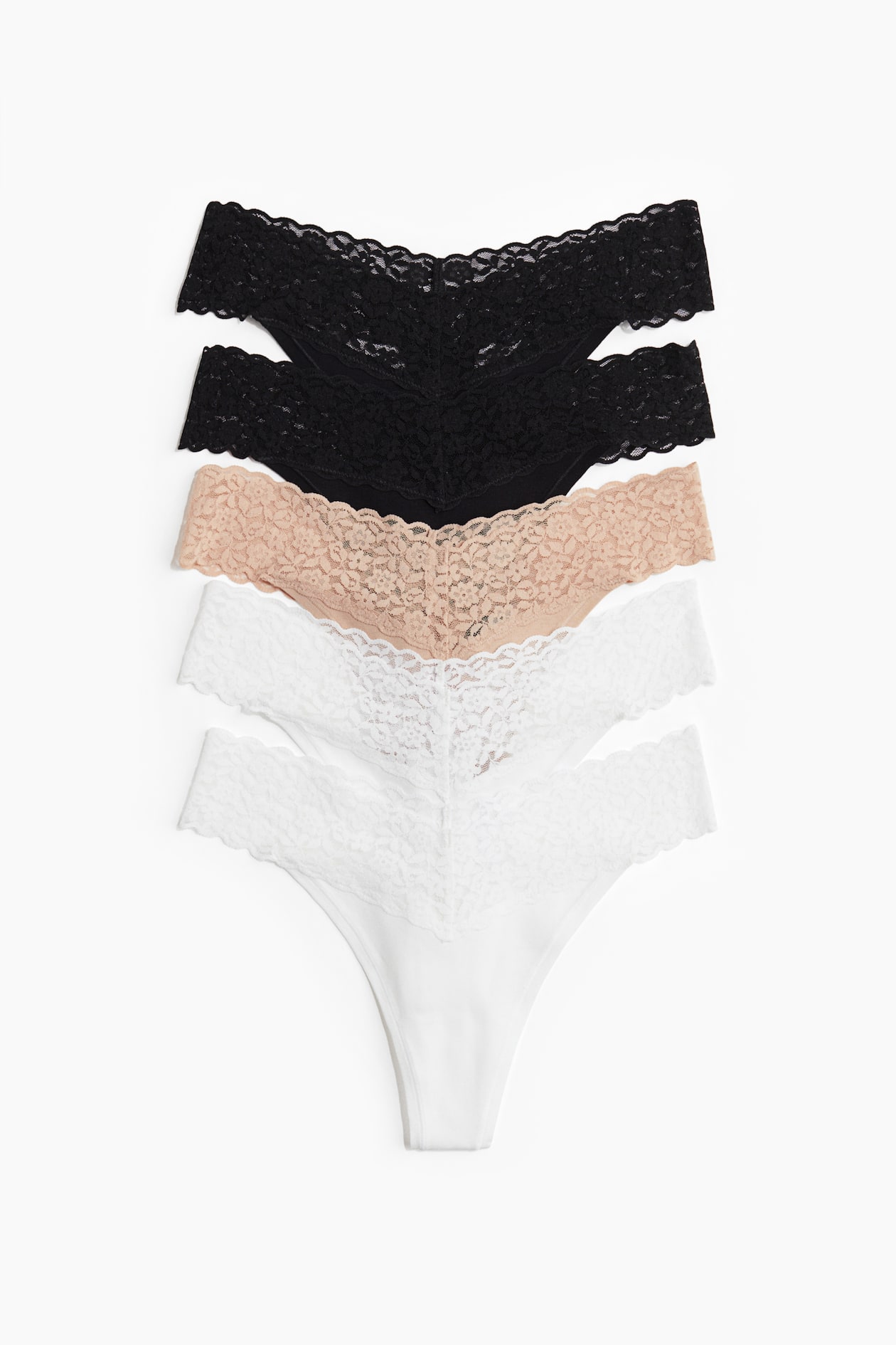 레이스 Thong 팬티 5매 세트 - 화이트/베이지/블랙 - 여성 | H&M KR