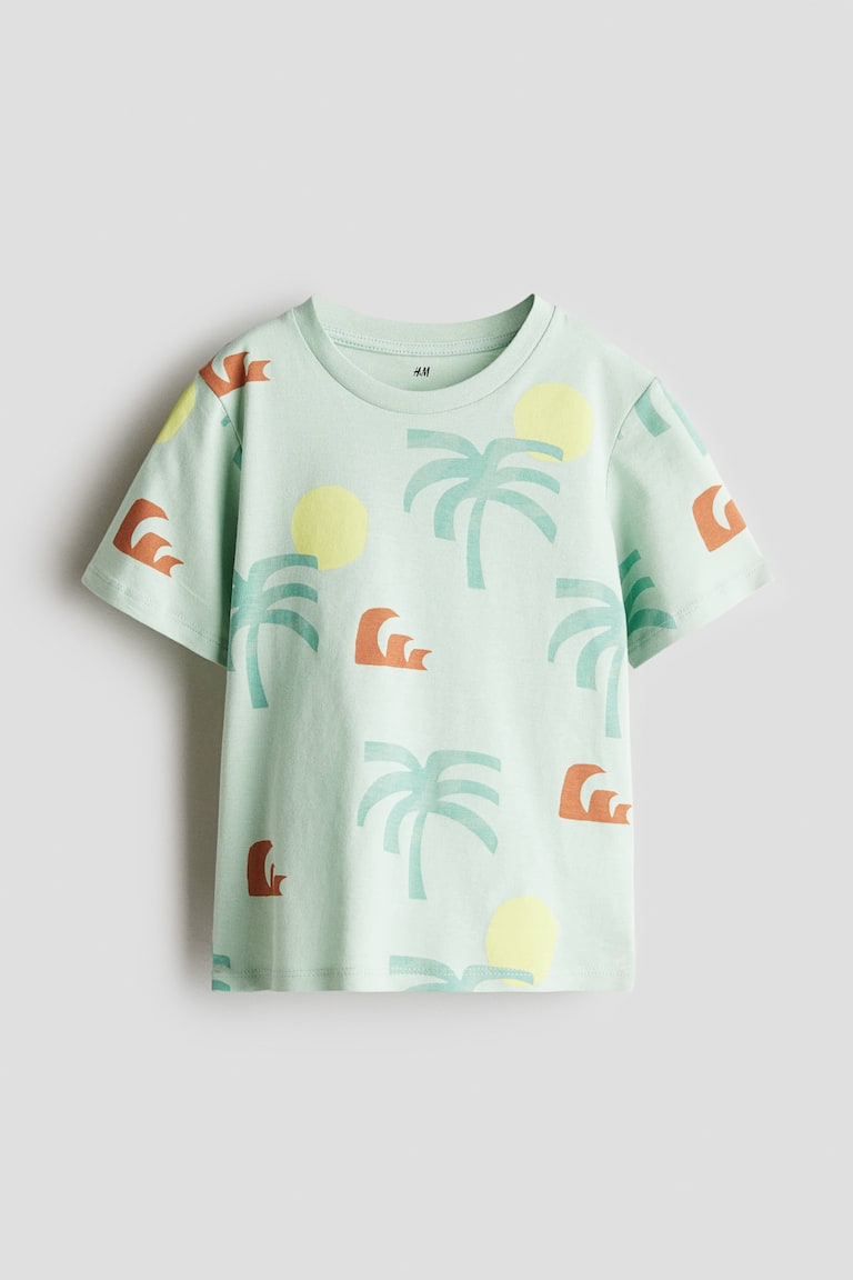 Light green/palm trees Printed T-shirt for kids | H&M US