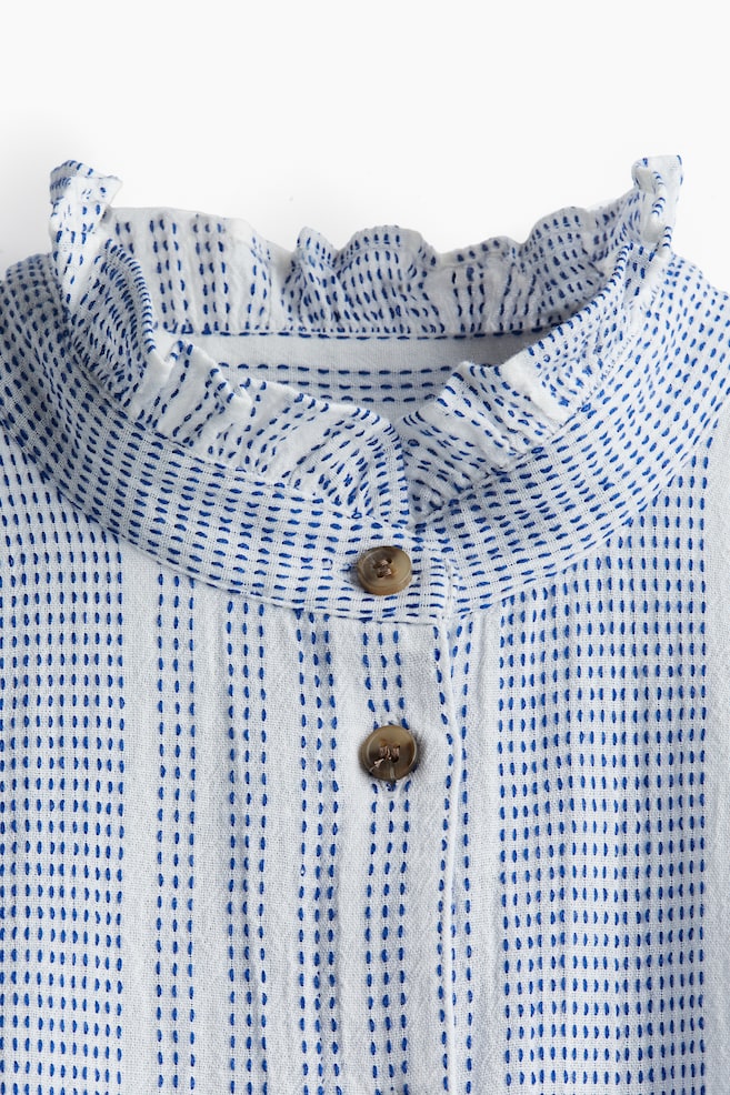 Women's White/Blue striped Frilled-collar dress | H&M GB