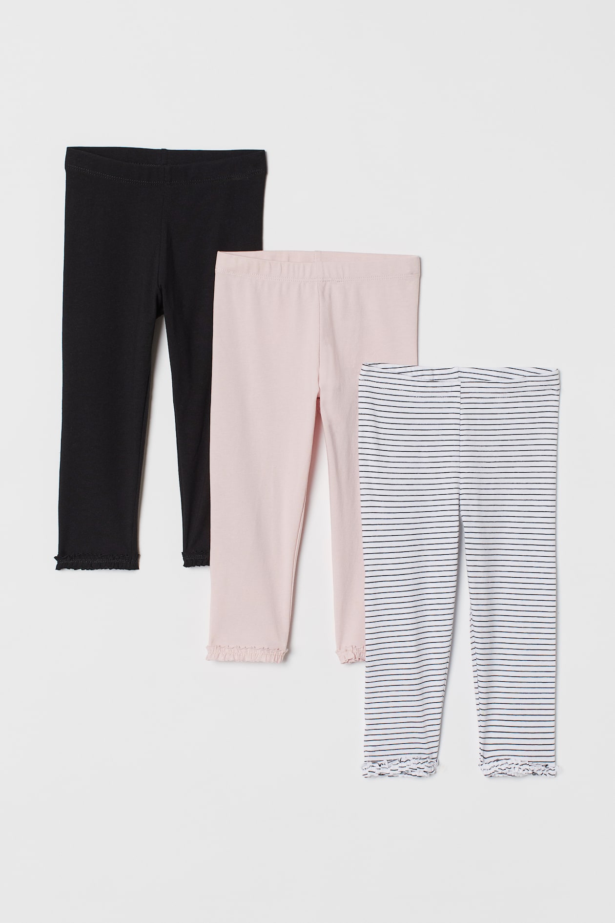 Tri para pamučnih helanki - Light pink/Striped - Kids | H&M RS
