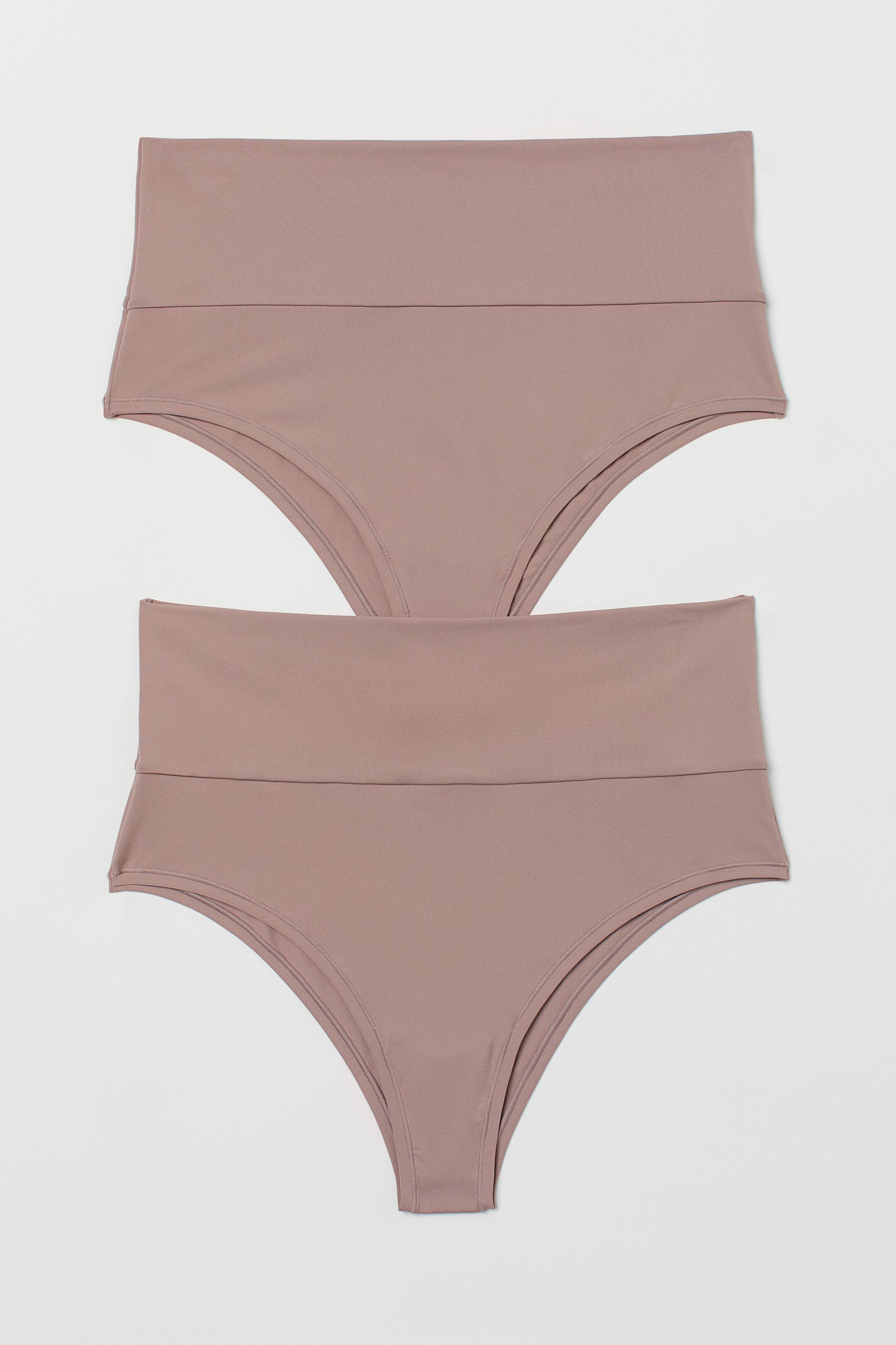 2er-Pack Slips Brazilian - Hoher Bund - Greige - Ladies | H&M DE