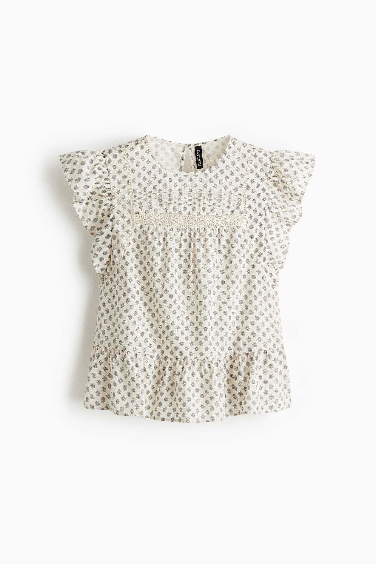 Women's Light beige/floral Lace-Inset Peplum Blouse | H&M US