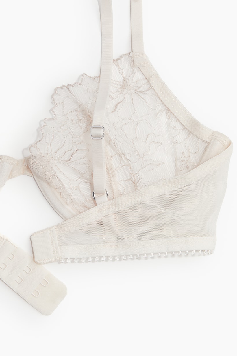 Non-padded Underwire Embroidered Demi Bra - Pale beige - Ladies | H&M US