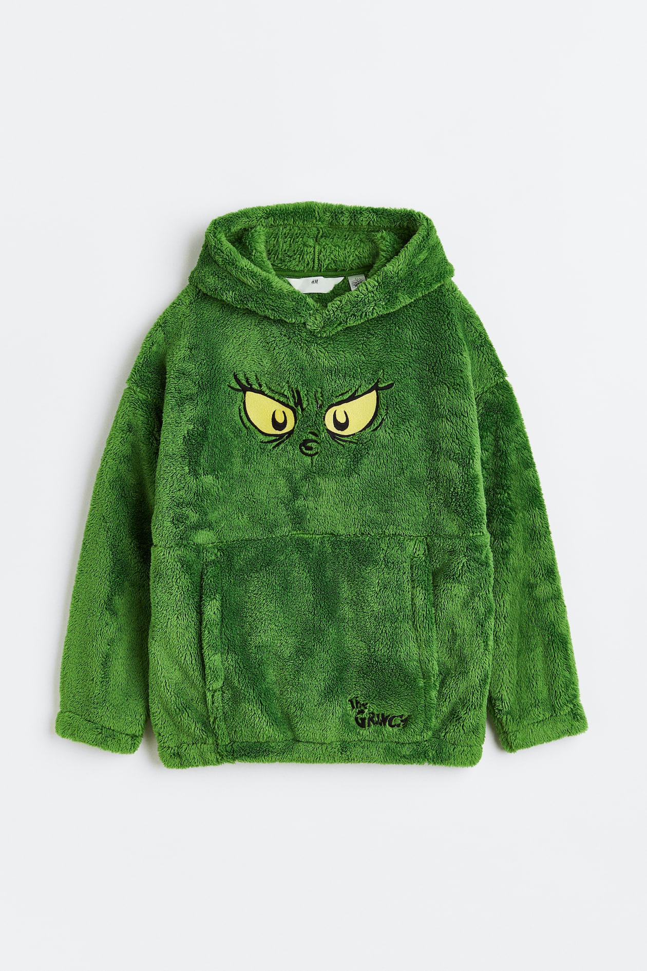 Motif-detail pile hoodie - Green/The Grinch - Kids | H&M MY