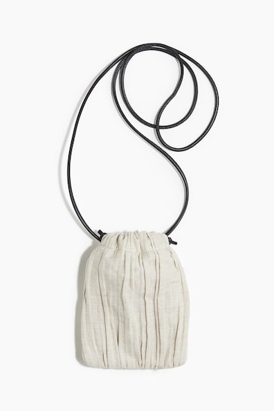 Women's Light beige Linen-Blend Drawstring Phone Bag | H&M US