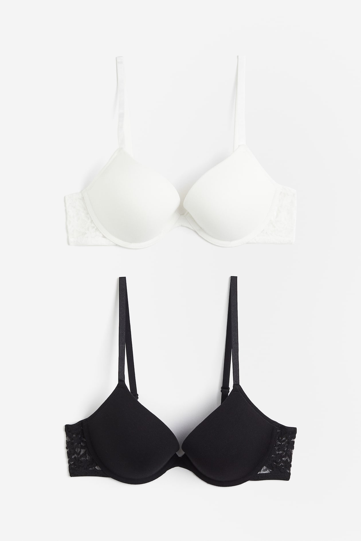 Women's Black/White 2-pack cotton push-up bras | H&M GB