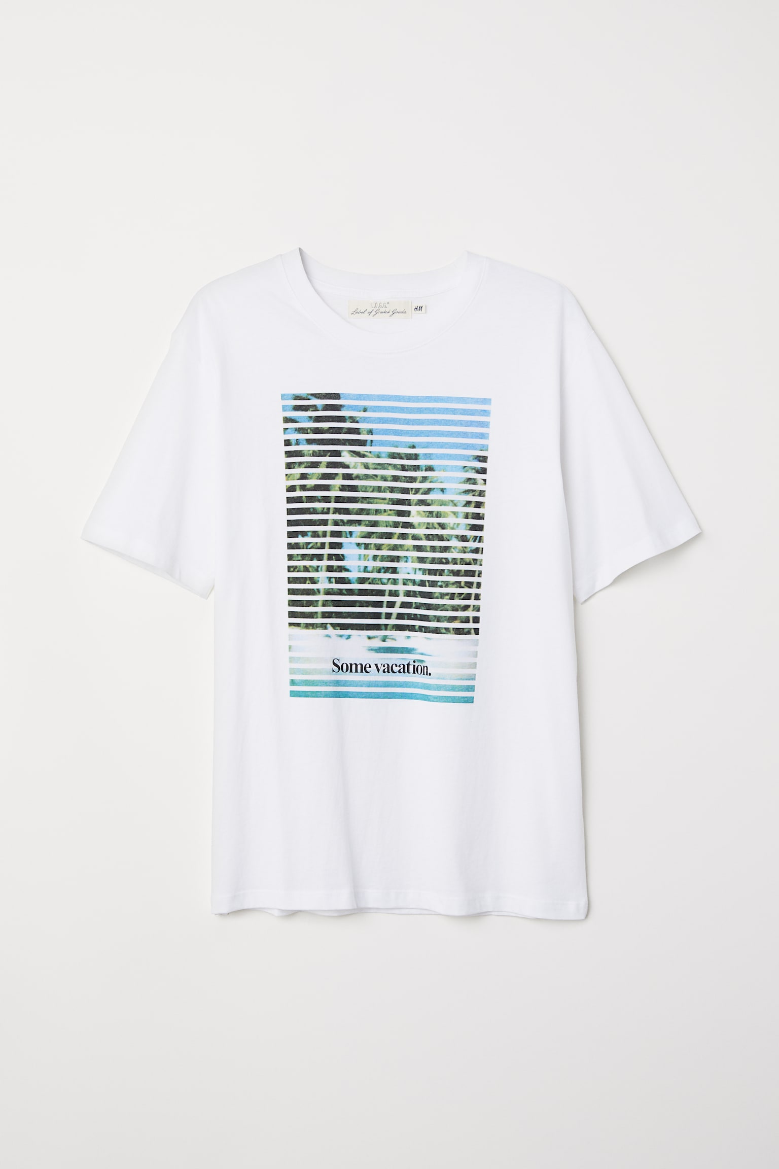 T-shirt with Printed Design - Short sleeve - White/Vacation - Men | H&M US