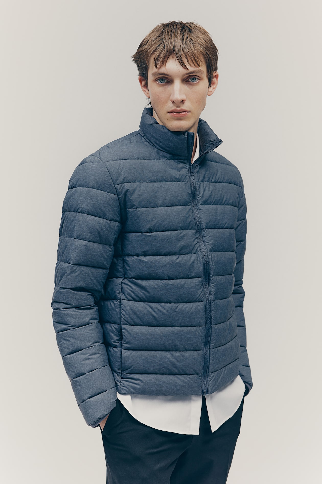 Slim Fit Lightweight puffer jacket - Grey - Men | H&M IN