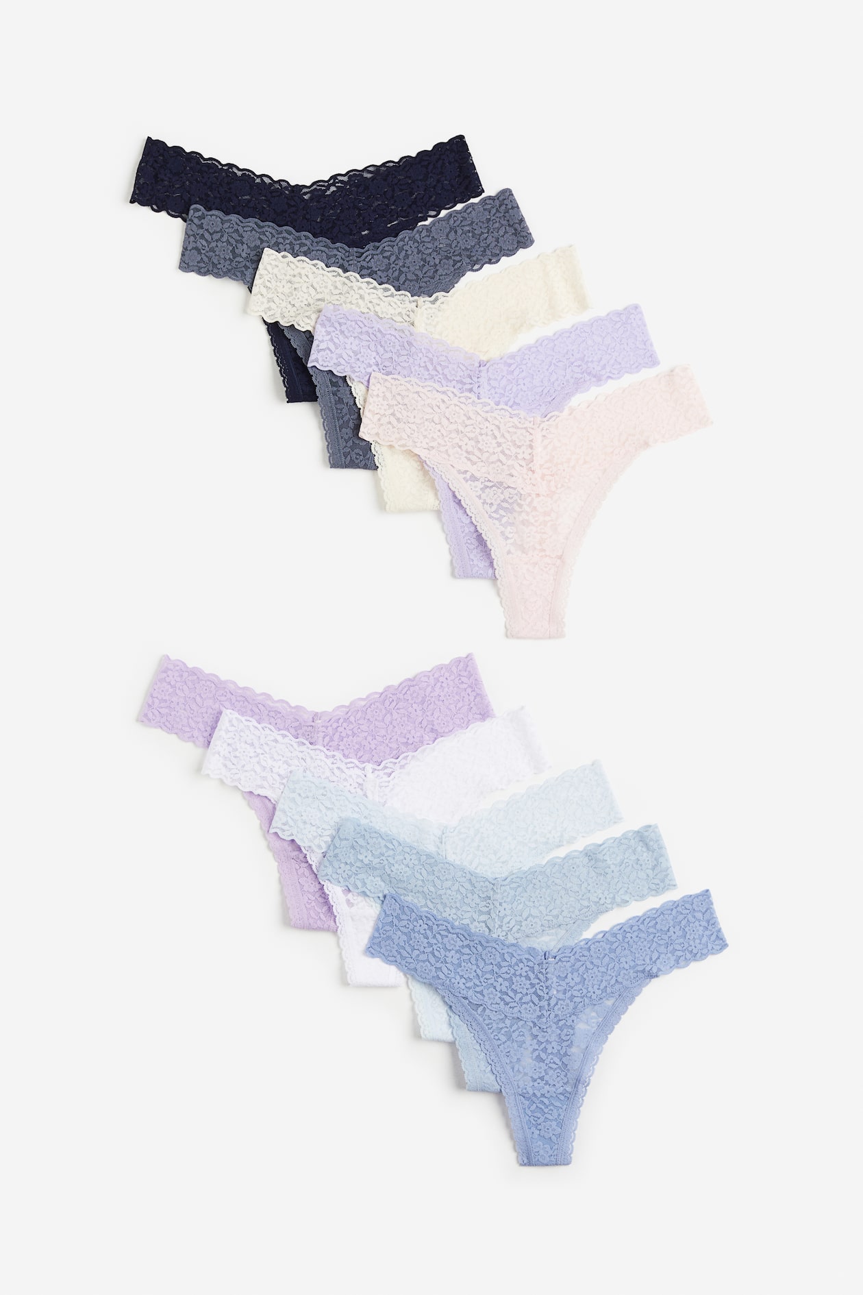 10-pack Lace Thong Briefs - Light blue/pigeon blue - Ladies | H&M US