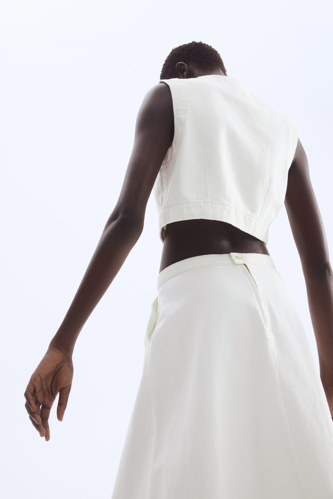 Denim Midi Skirt - White - Ladies | H&M US