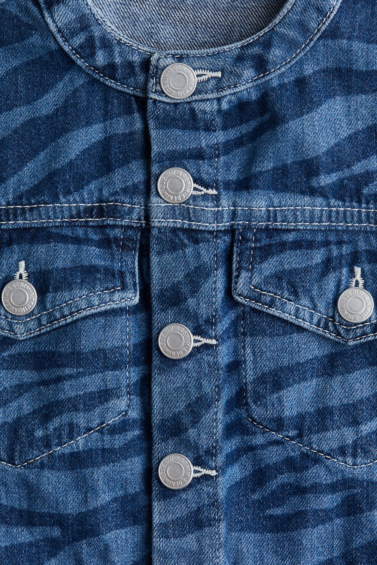 Denim blue/zebra print Boxy denim jacket for kids | H&M US