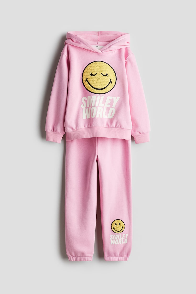 Pink/SmileyWorld® 2-piece Printed Sweatshirt Set for kids | H&M US