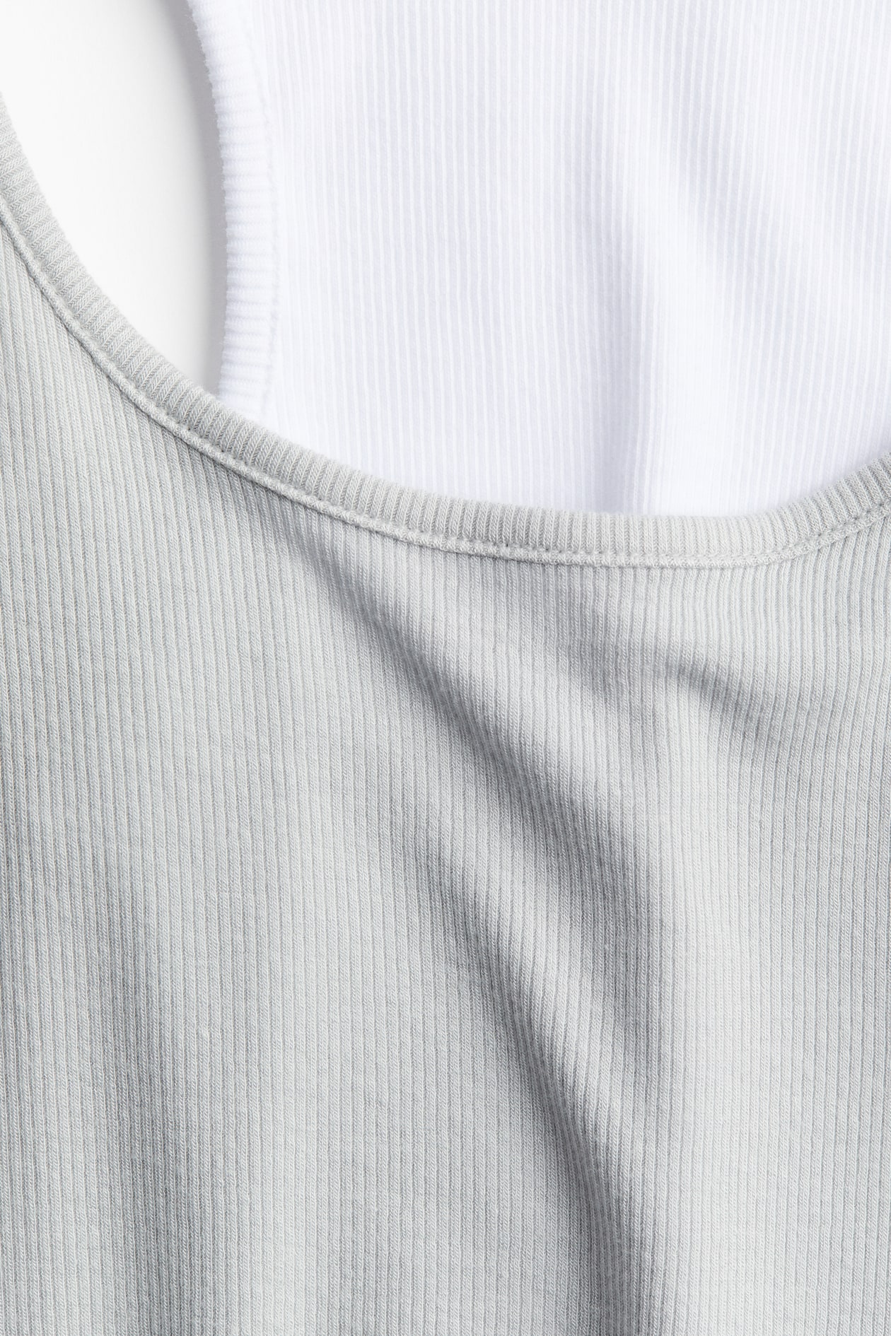 Double-layered ribbed vest top - Light grey/White - Ladies | H&M GB