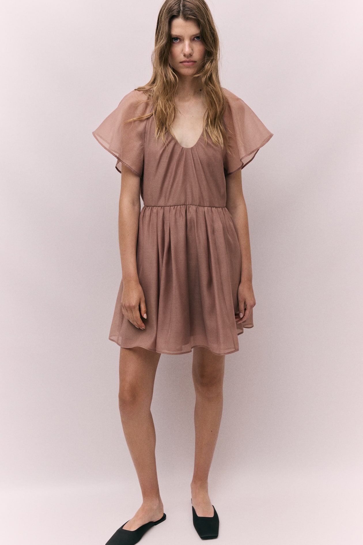 Kelebek Kollu Elbise - Tozlu pembe - KADIN | H&M TR