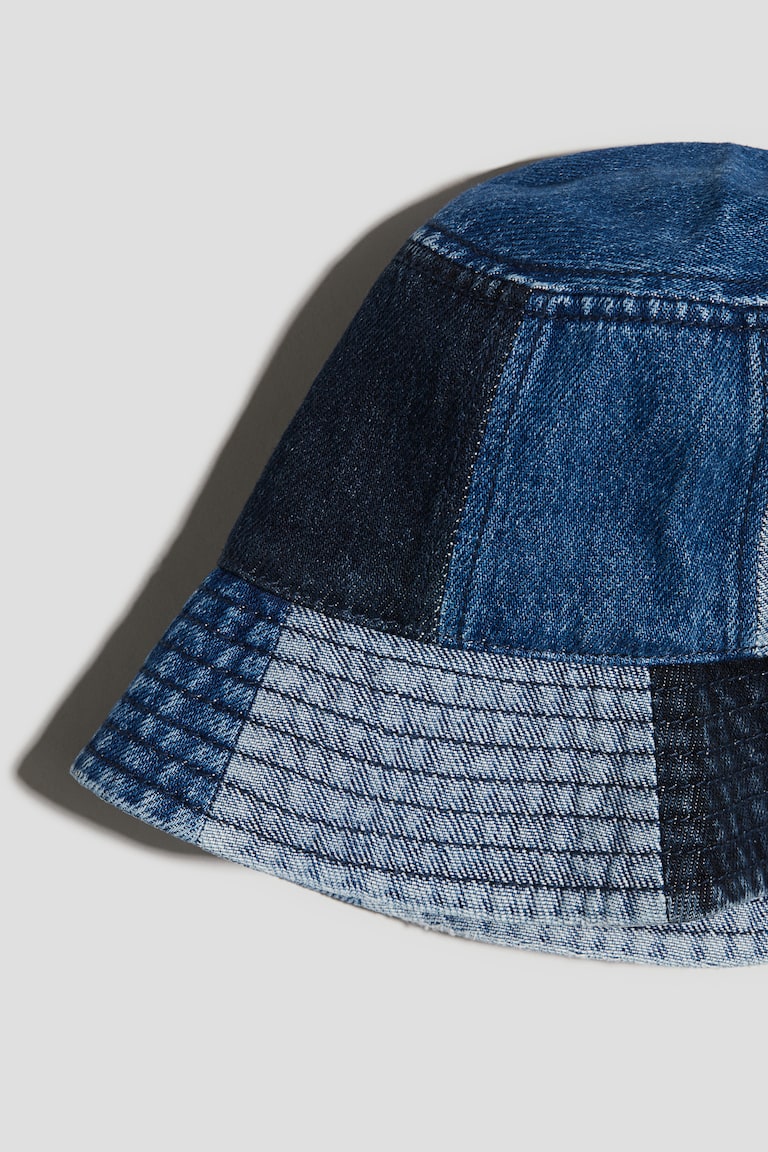 Denim blue Patched Denim Bucket Hat for kids | H&M US