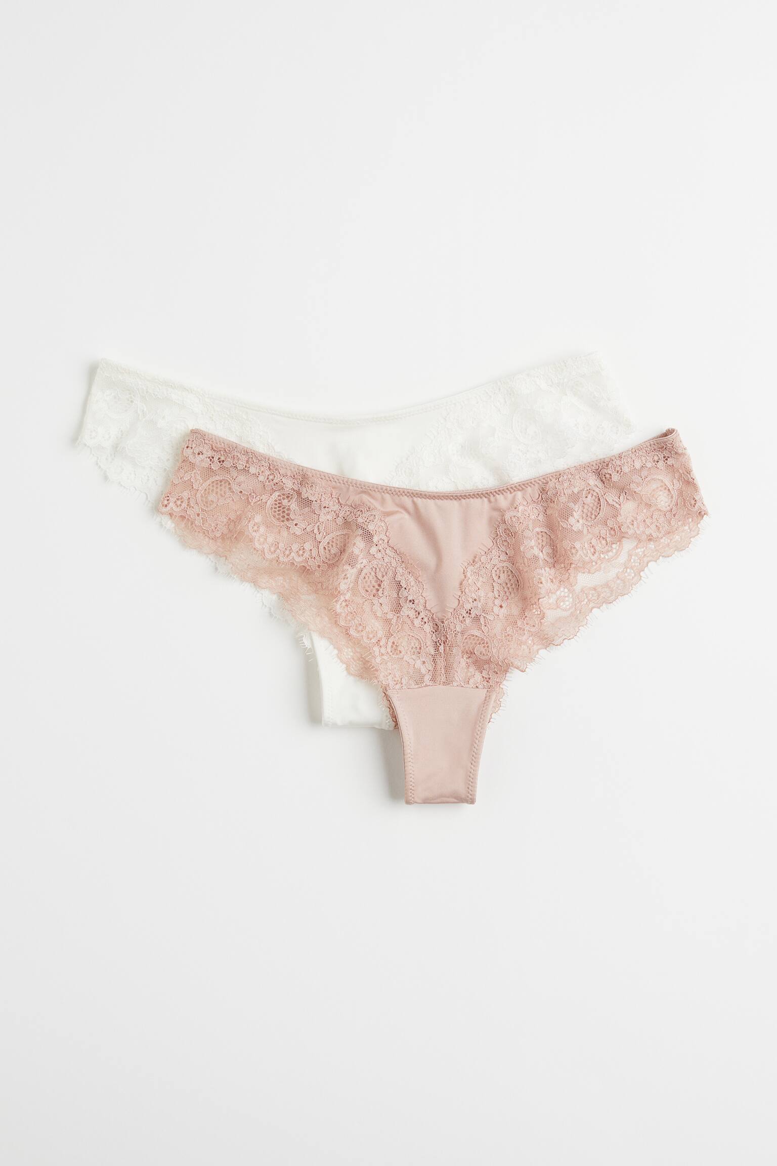 2-pack lace Brazilian briefs - White/Pink - Ladies | H&M