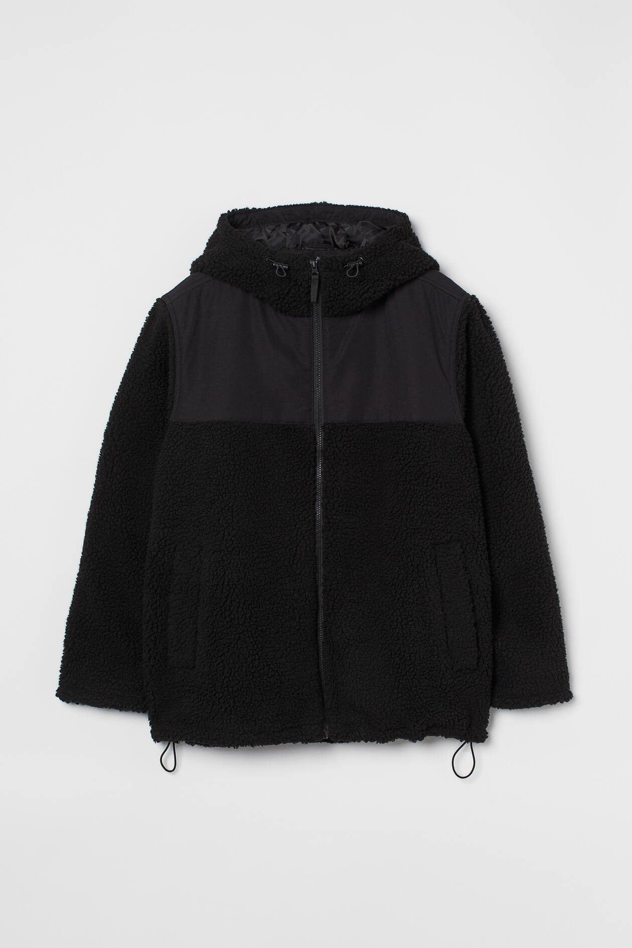 Teddy jacket - Long sleeve - Regular length - Black - Men | H&M GB