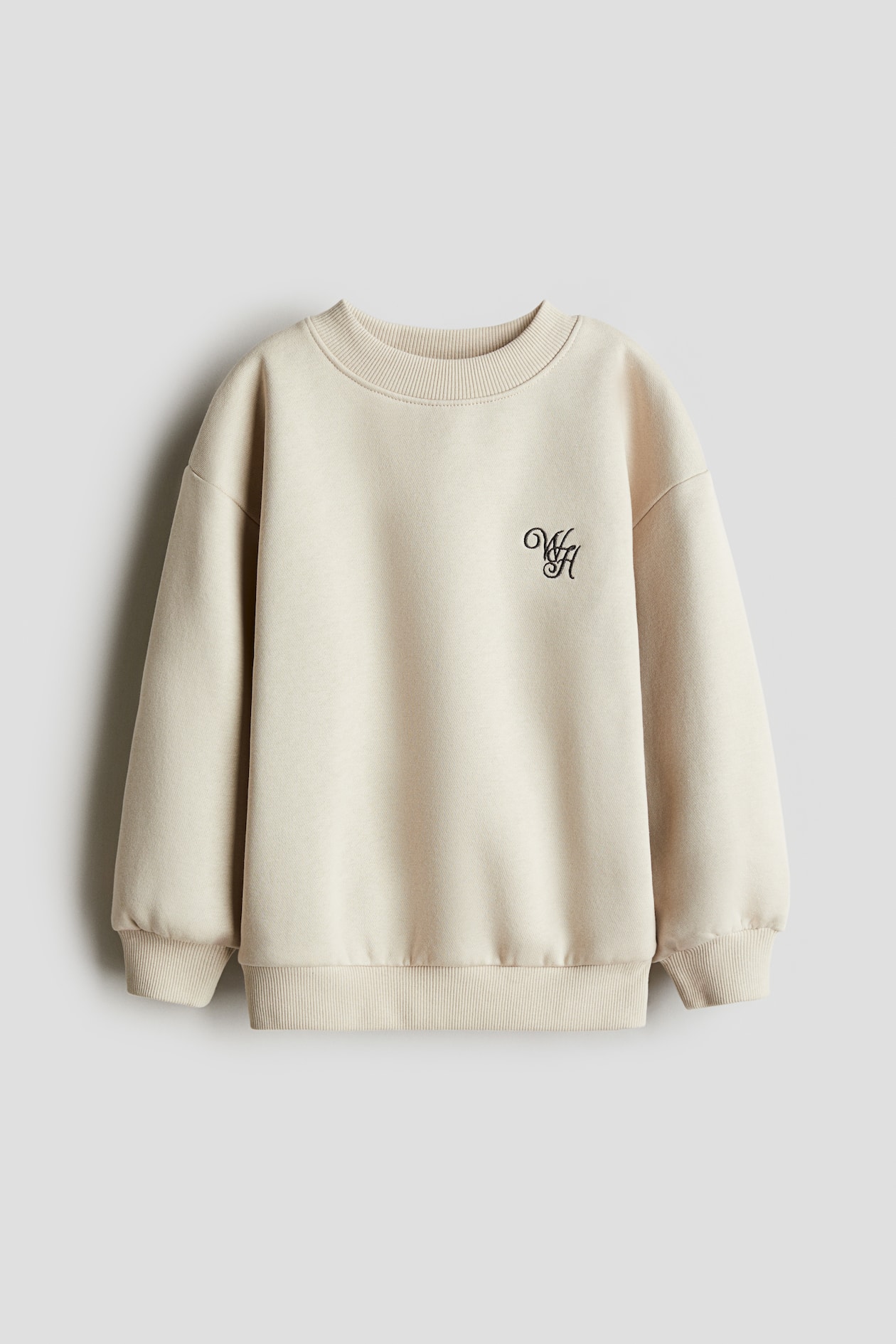 Emroidery-detail sweatshirt - Light beige/WH - Kids | H&M IE