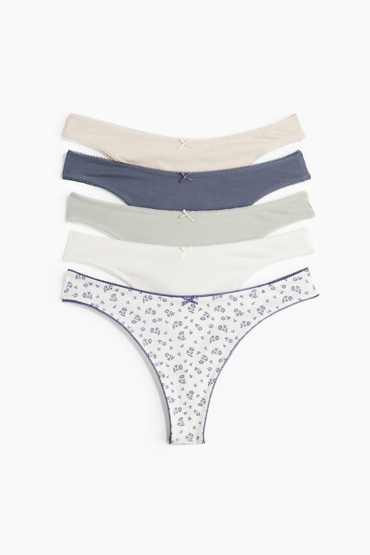 5-pack Cotton G-strings - White/Floral - Ladies | H&M AU