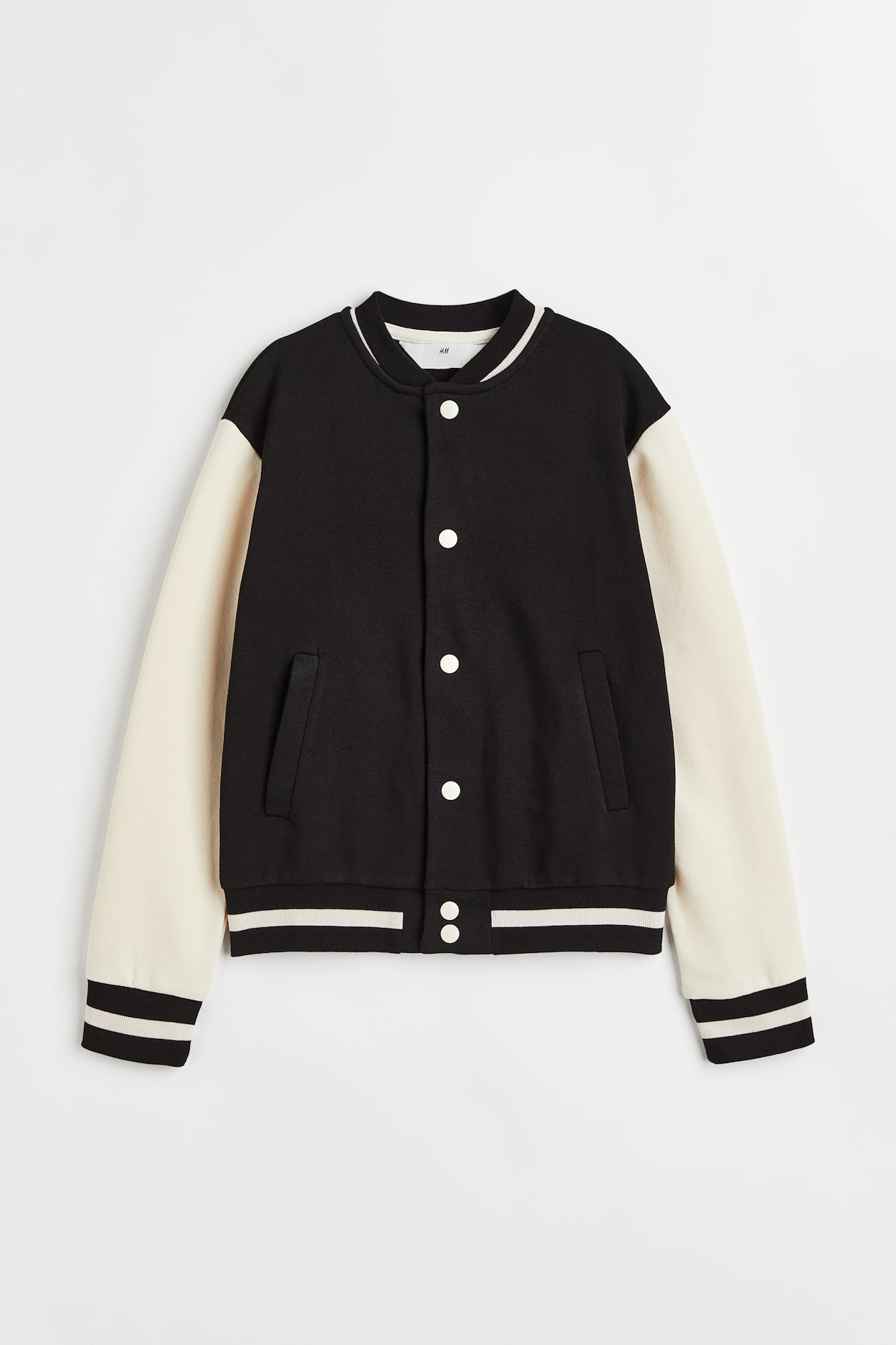 Oversized Baseballjacke - Langarm - Normale Länge - Schwarz/Blockfarben - Kids | H&M AT