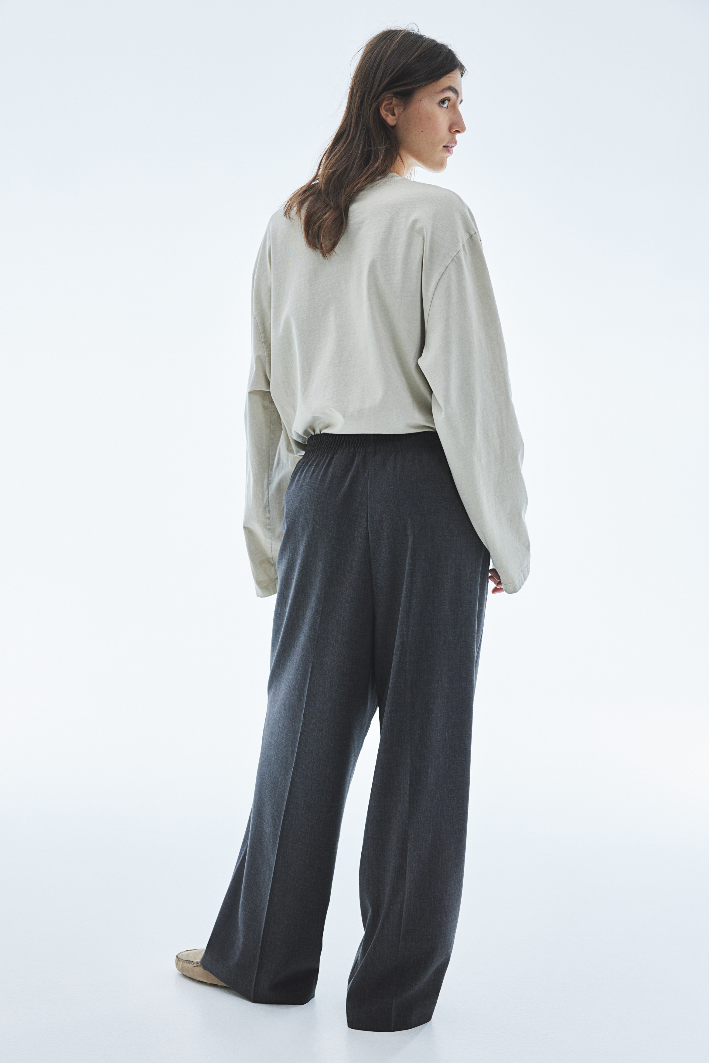 Wide Crease-Detail Pants - Dark gray - Ladies | H&M US