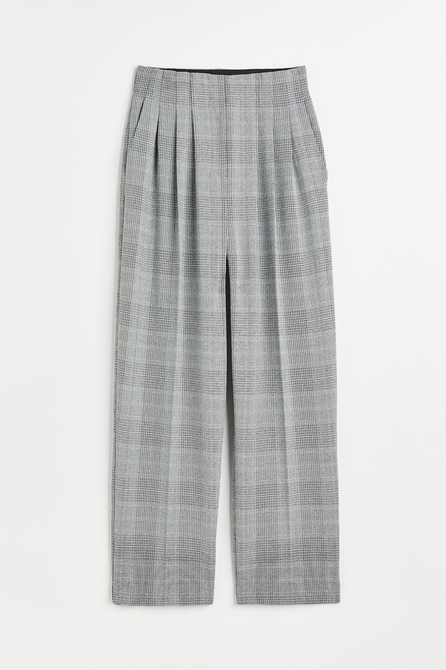Dresset bukse med høy midje - Grå/Rutet - DAME | H&M NO