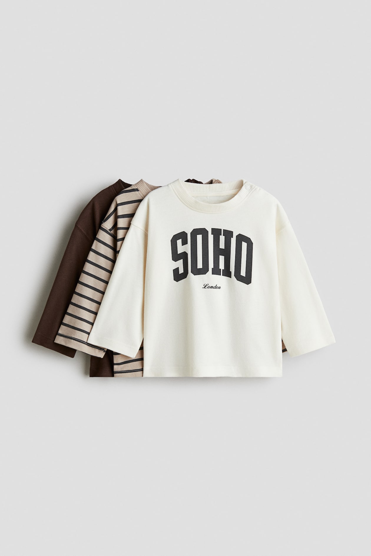 3-pack Playeras de algodón - Café/Rayas beige - Kids | H&M MX