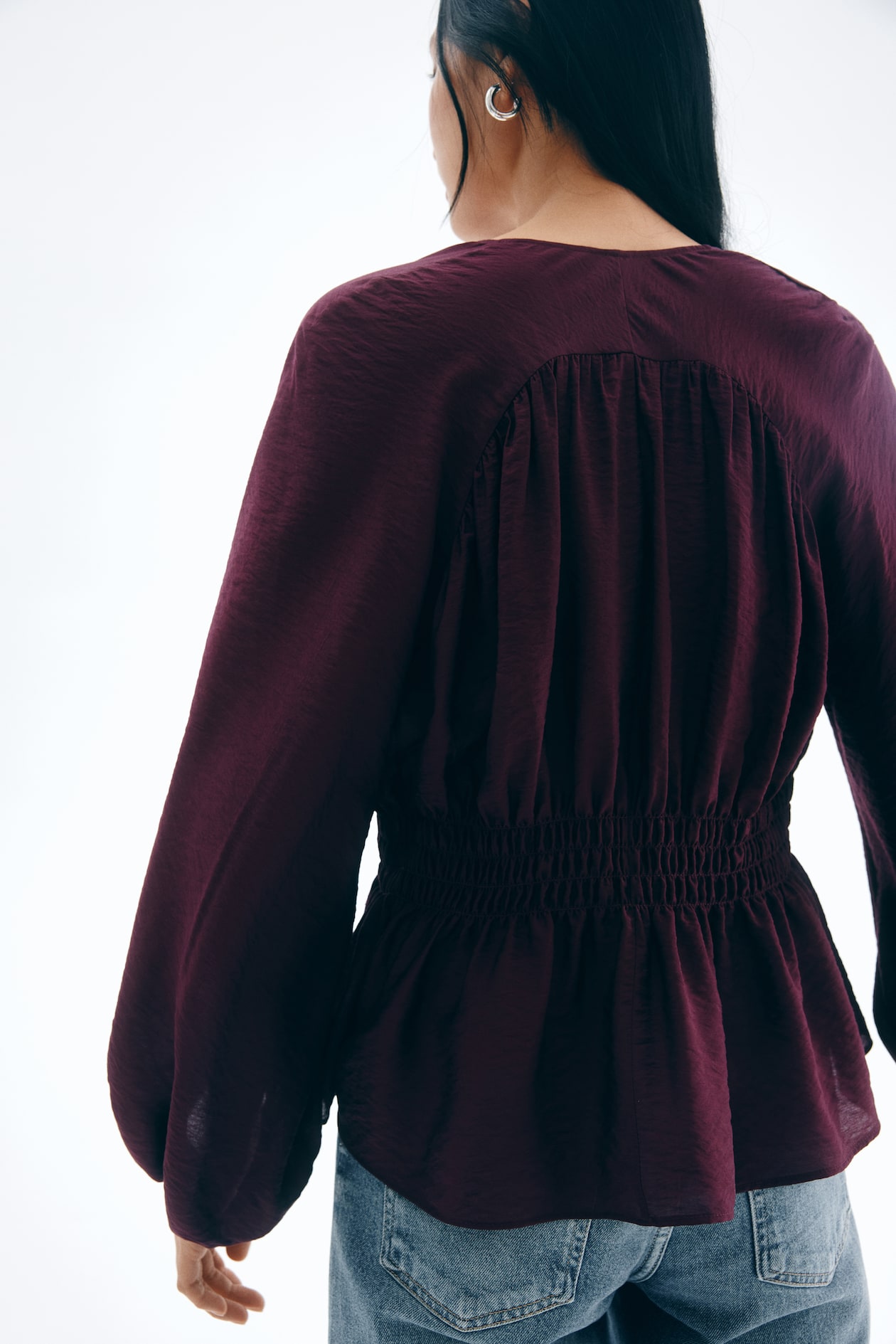 Women's Plum red Smocked Blouse | H&M CA