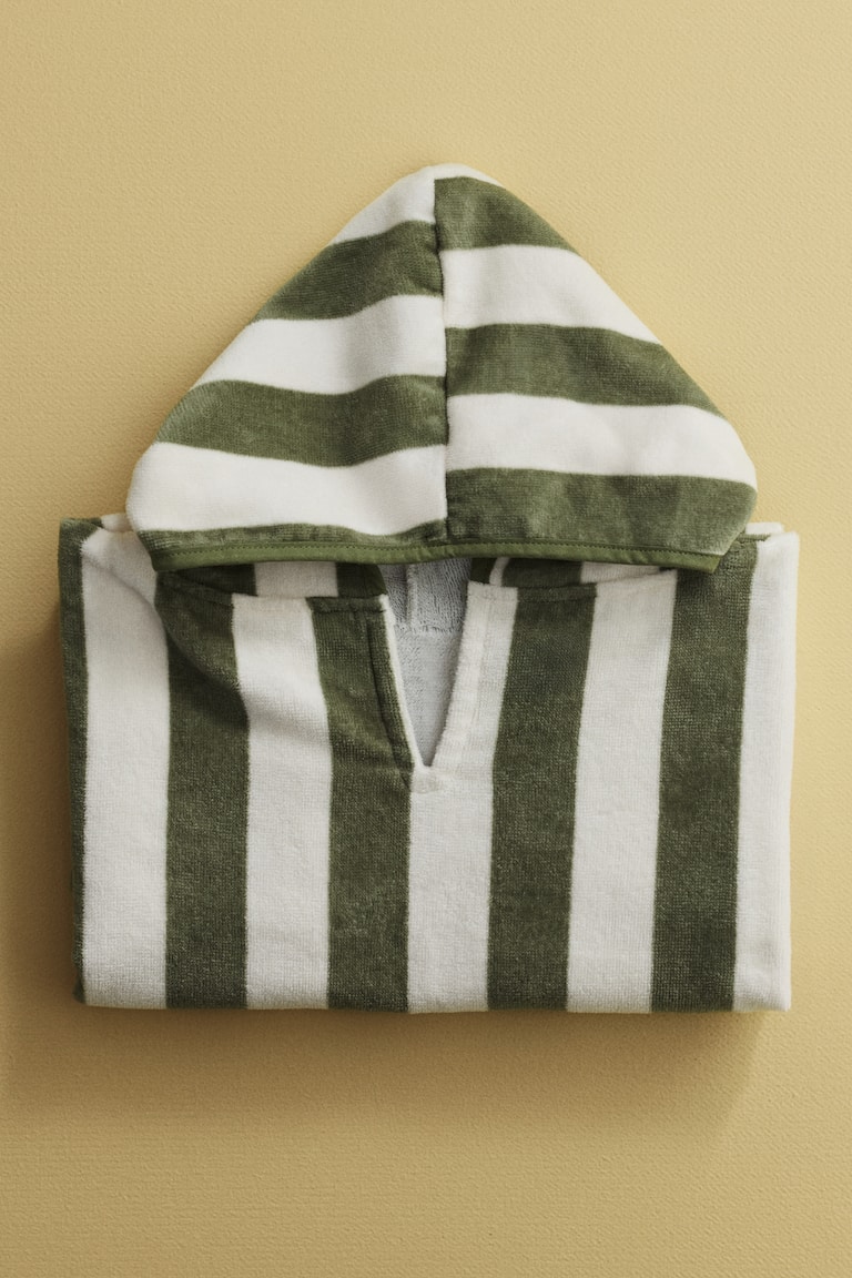 Green/white striped Striped Cotton Hooded Towel Wrap at H&M Home | H&M US