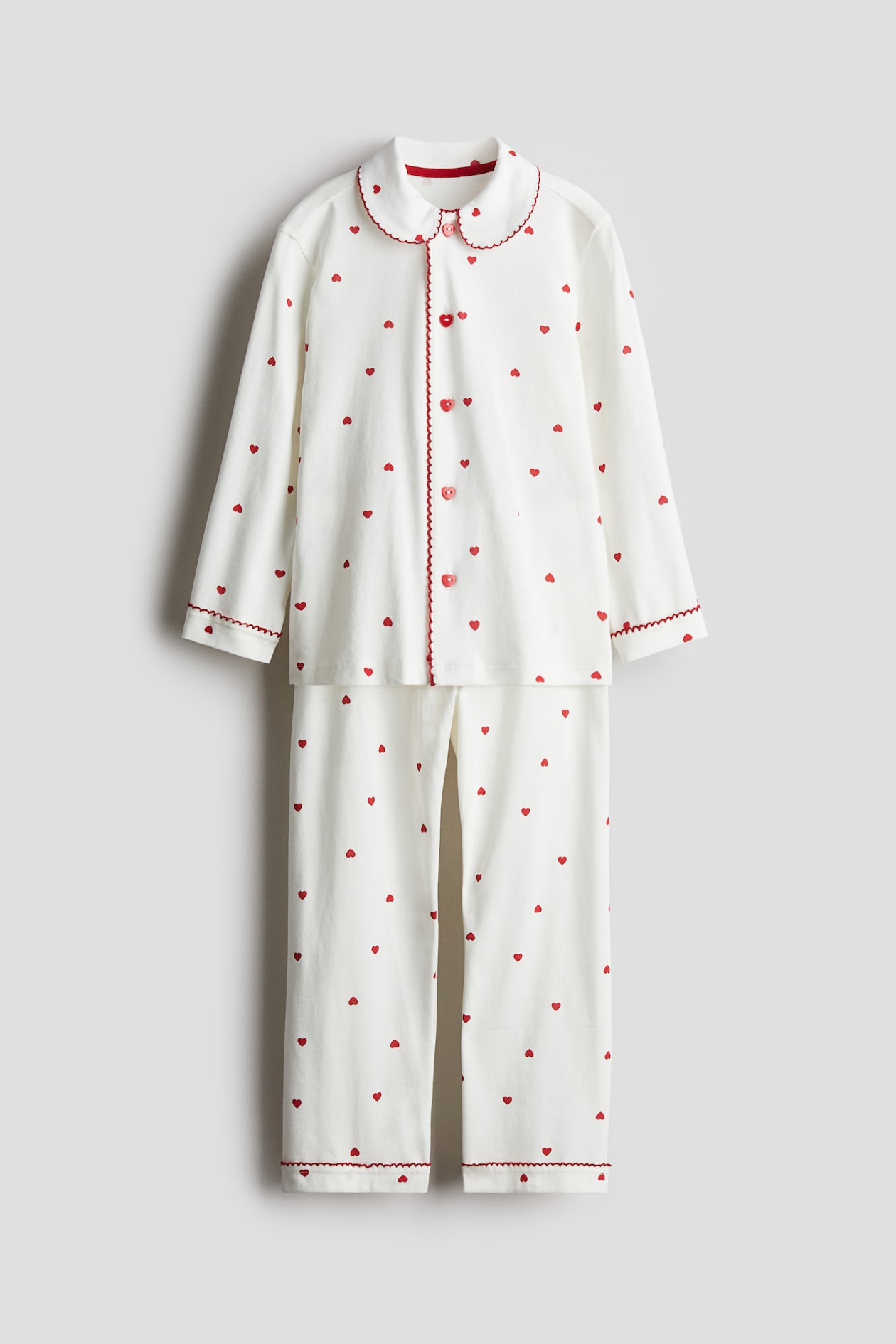 Bomullspyjamas med tryck - Vit/Hjärtan - BARN | H&M SE