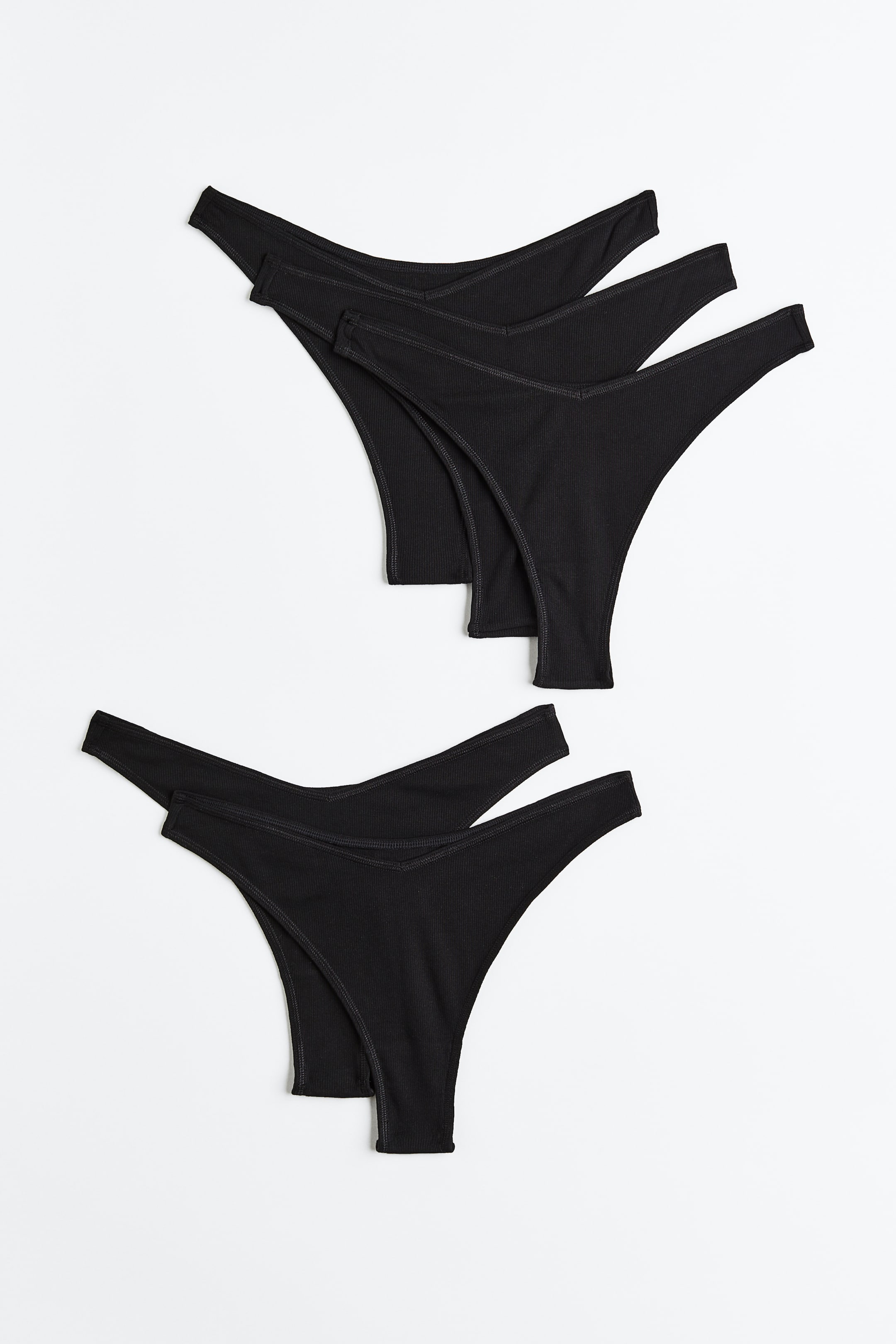 H&M+ 5-pack truse thong i bomull - Lav midje - Sort - DAME | H&M NO