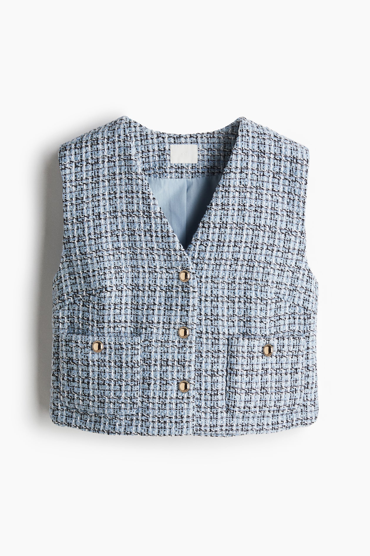 Women's Light blue/checked Bouclé Vest | H&M US