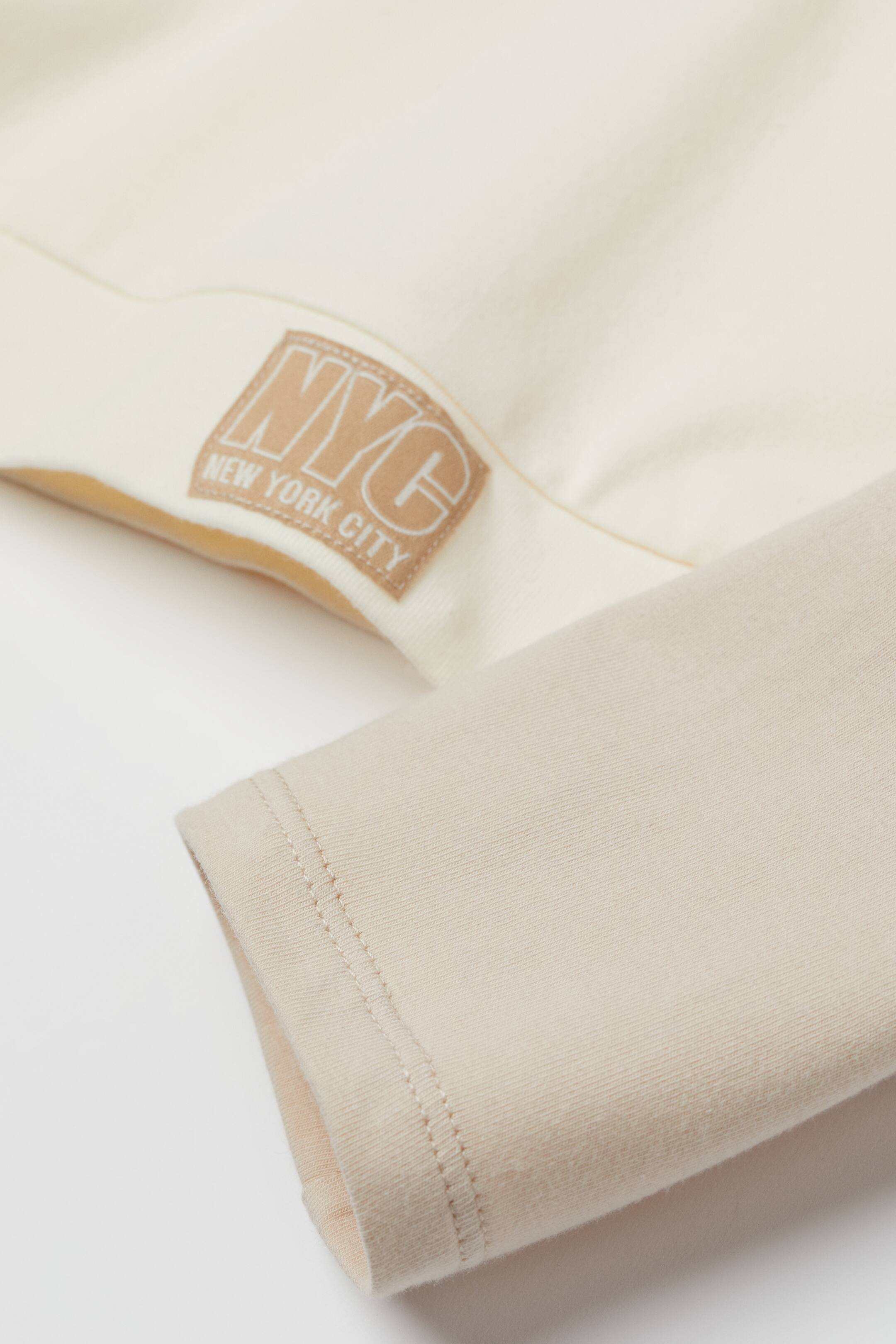 Two-part crop top - Round neck - Long sleeve - Beige - Ladies | H&M GB