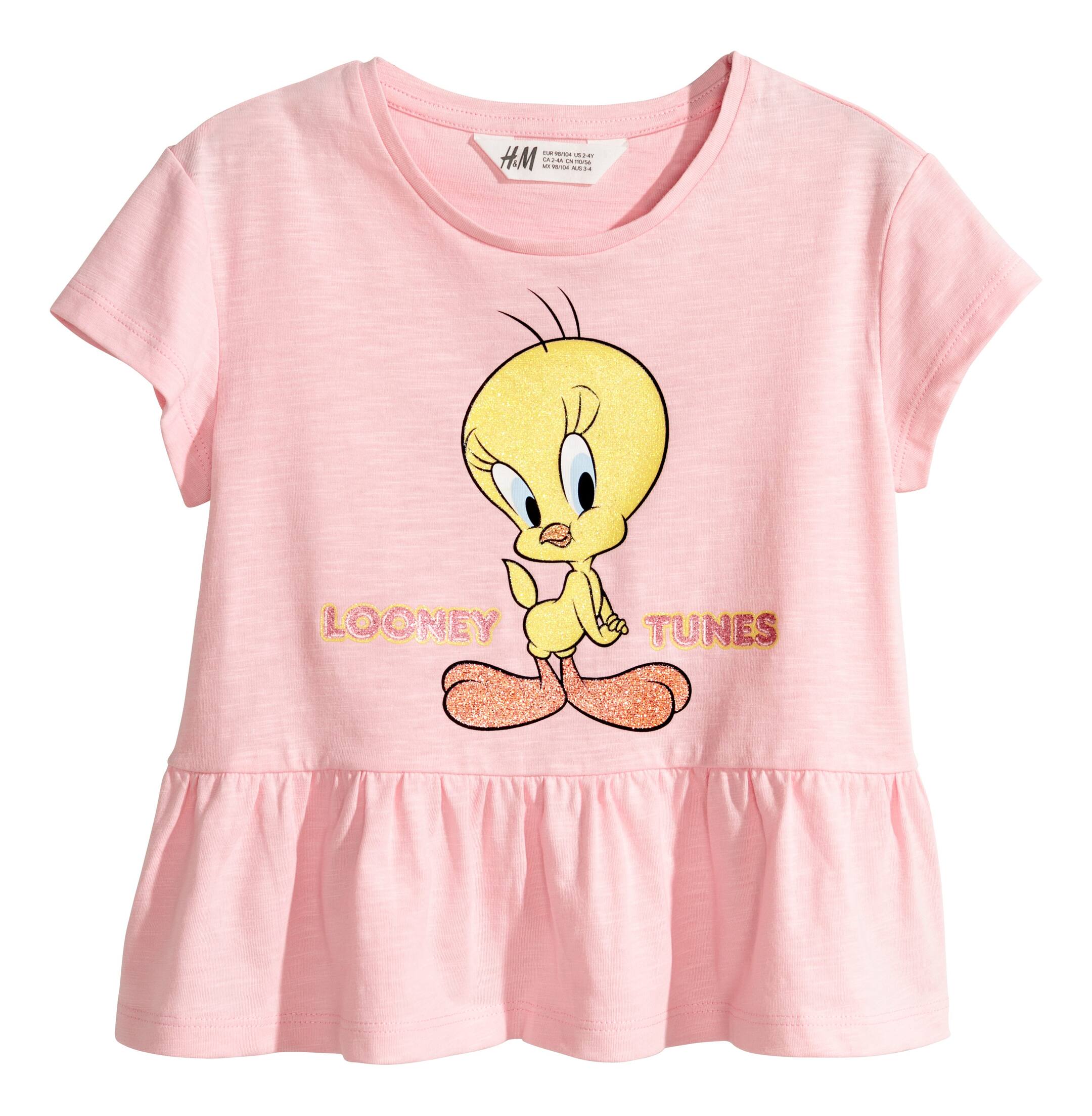 Flounced top - Light pink/Looney Tunes - Kids | H&M IN