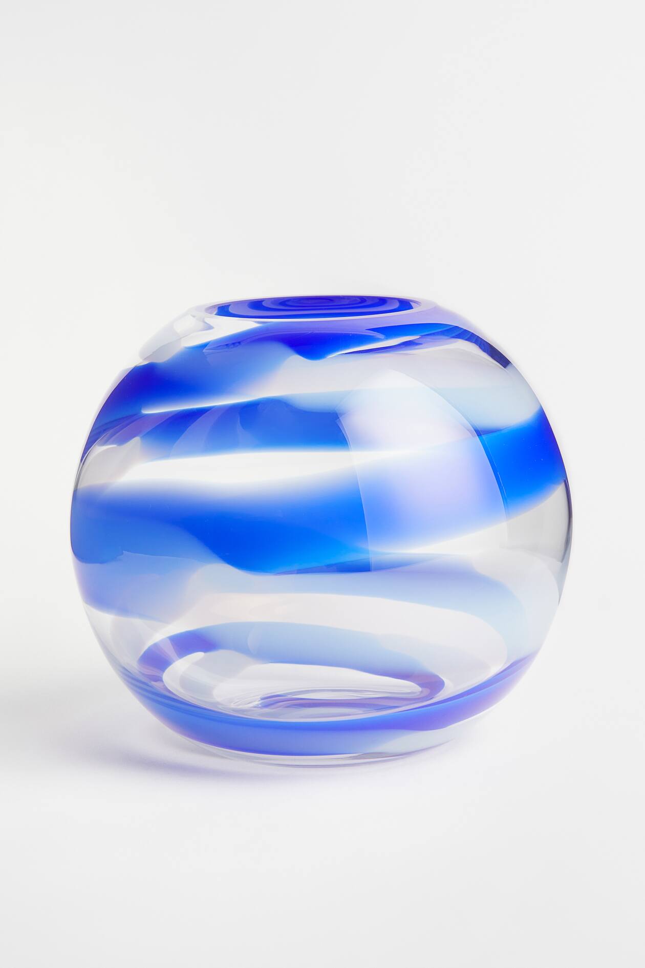 Patterned glass vase - Clear glass/Blue patterned - Home All | H&M IN