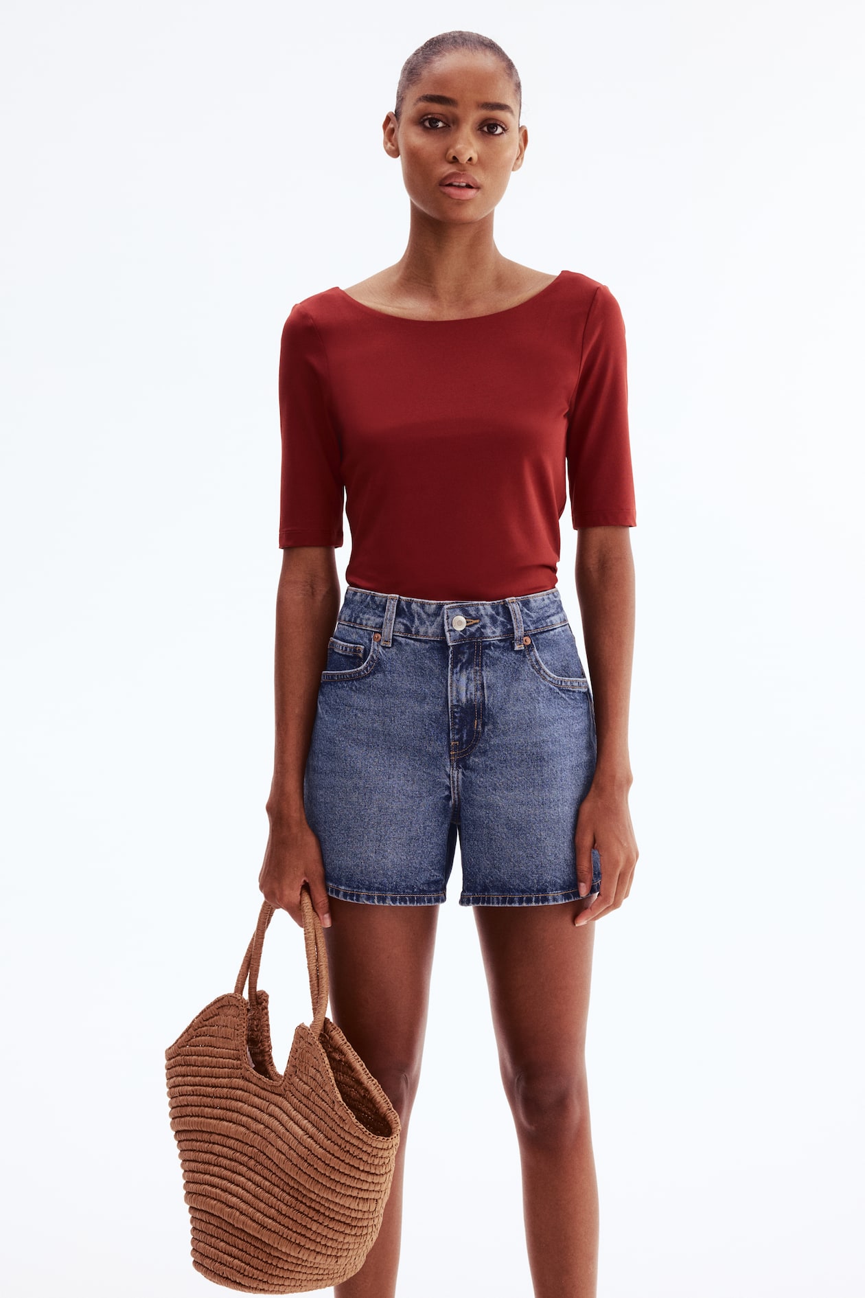 Ballerina-neckline top - Dark red - Ladies | H&M IN