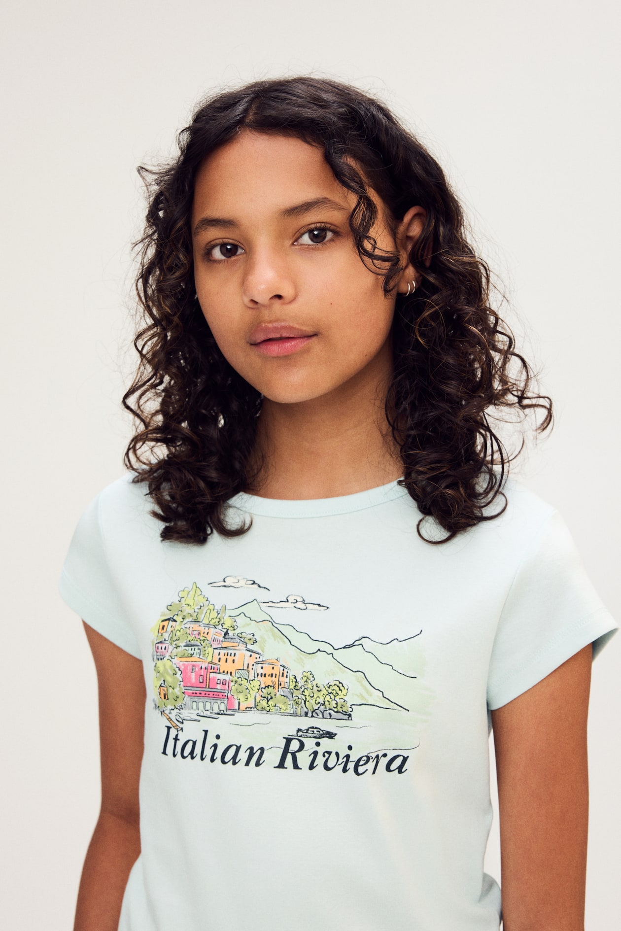 Light turquoise Print-motif cotton T-shirt for kids | H&M GB