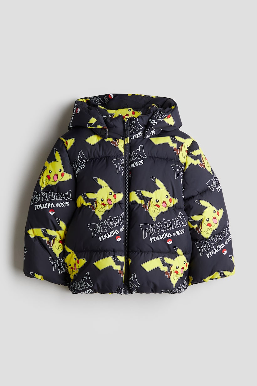 Water-Repellent Puffer Jacket - Black/Pokémon - Kids | H&M US