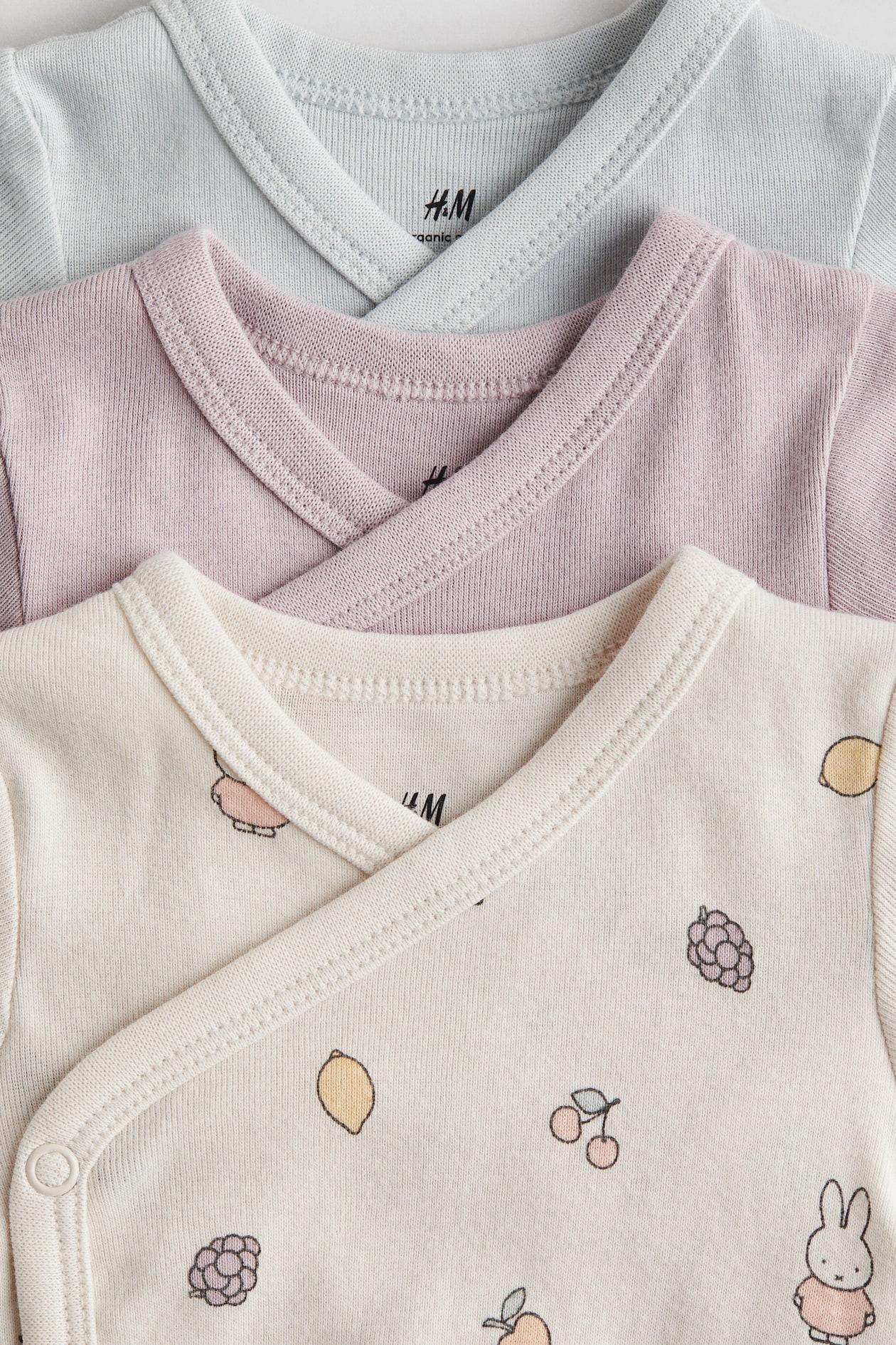 Purple/Miffy 3-Pack Cotton Wrapover Bodysuits for kids | H&M US