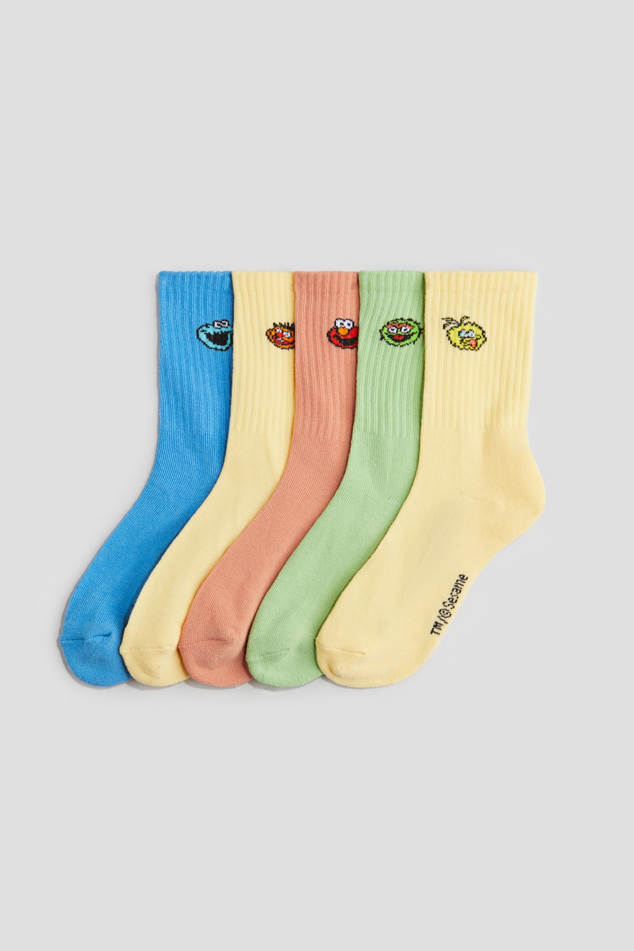 Yellow/Sesame Street 5-pack Intarsia-motif Socks for kids | H&M US