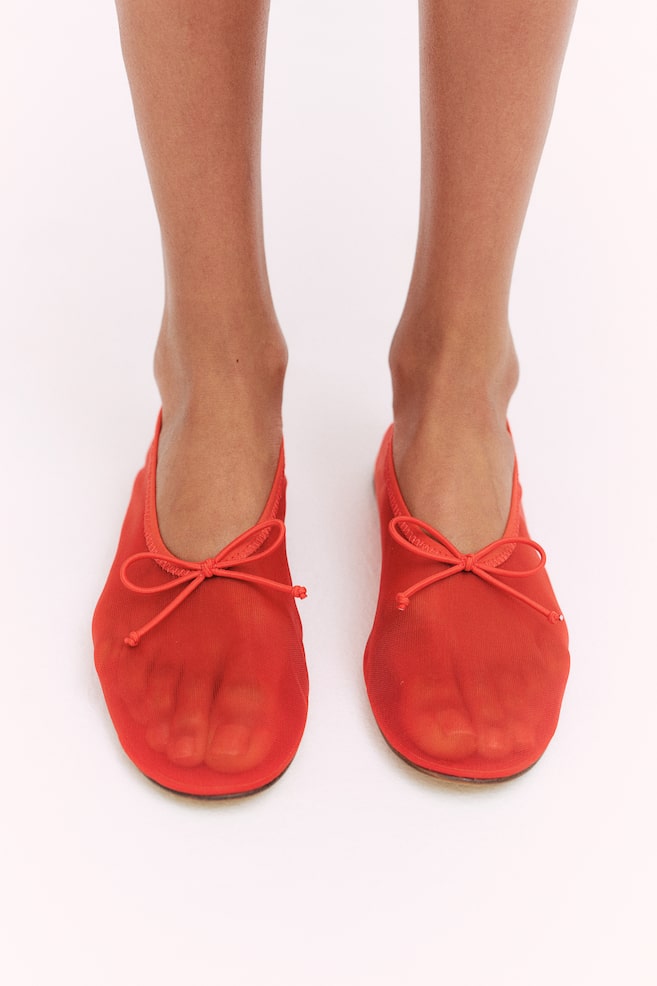 Mesh Ballet Flats - Bright red - Ladies | H&M US