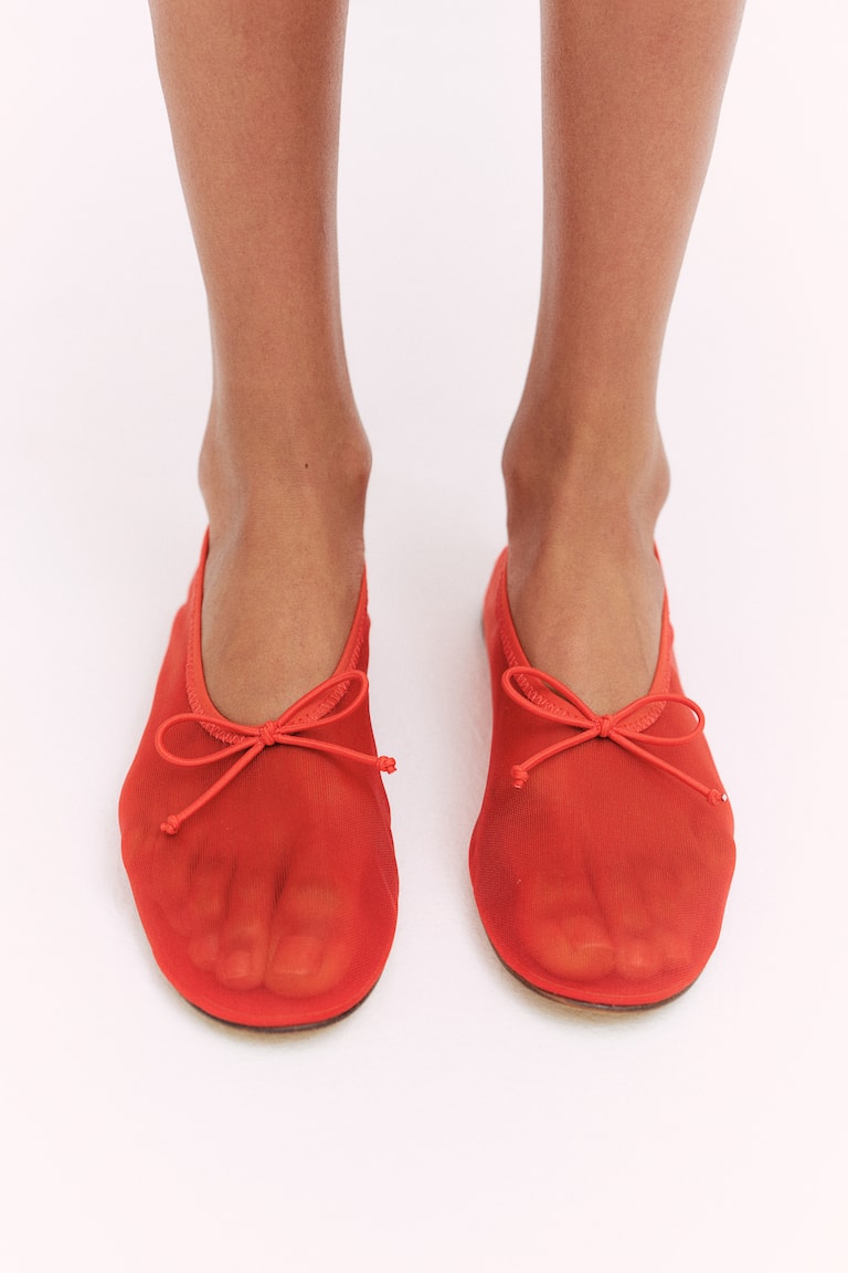 Mesh Ballet Flats - Bright red - Ladies | H&M US