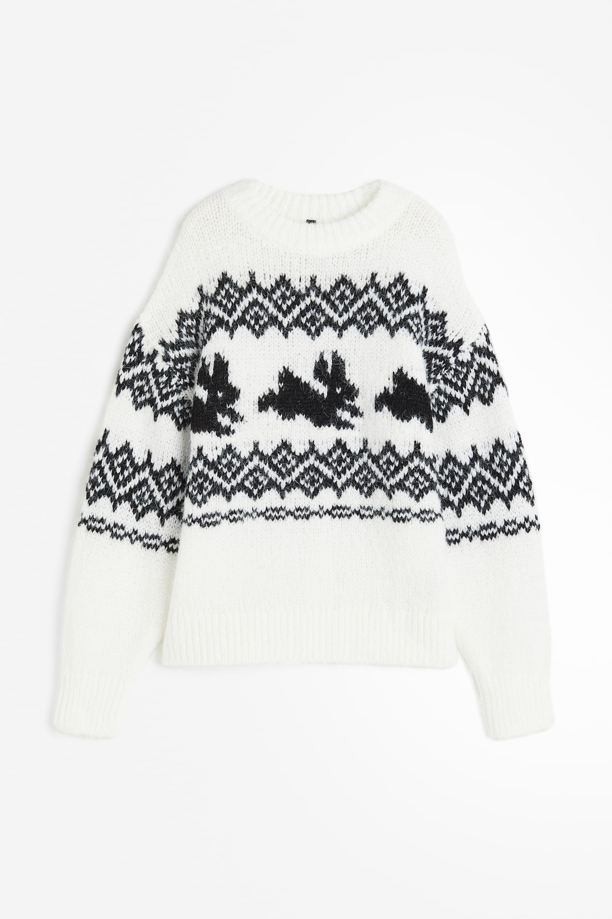 Oversized jacquard-knit jumper - White/Rabbits - Ladies | H&M GB