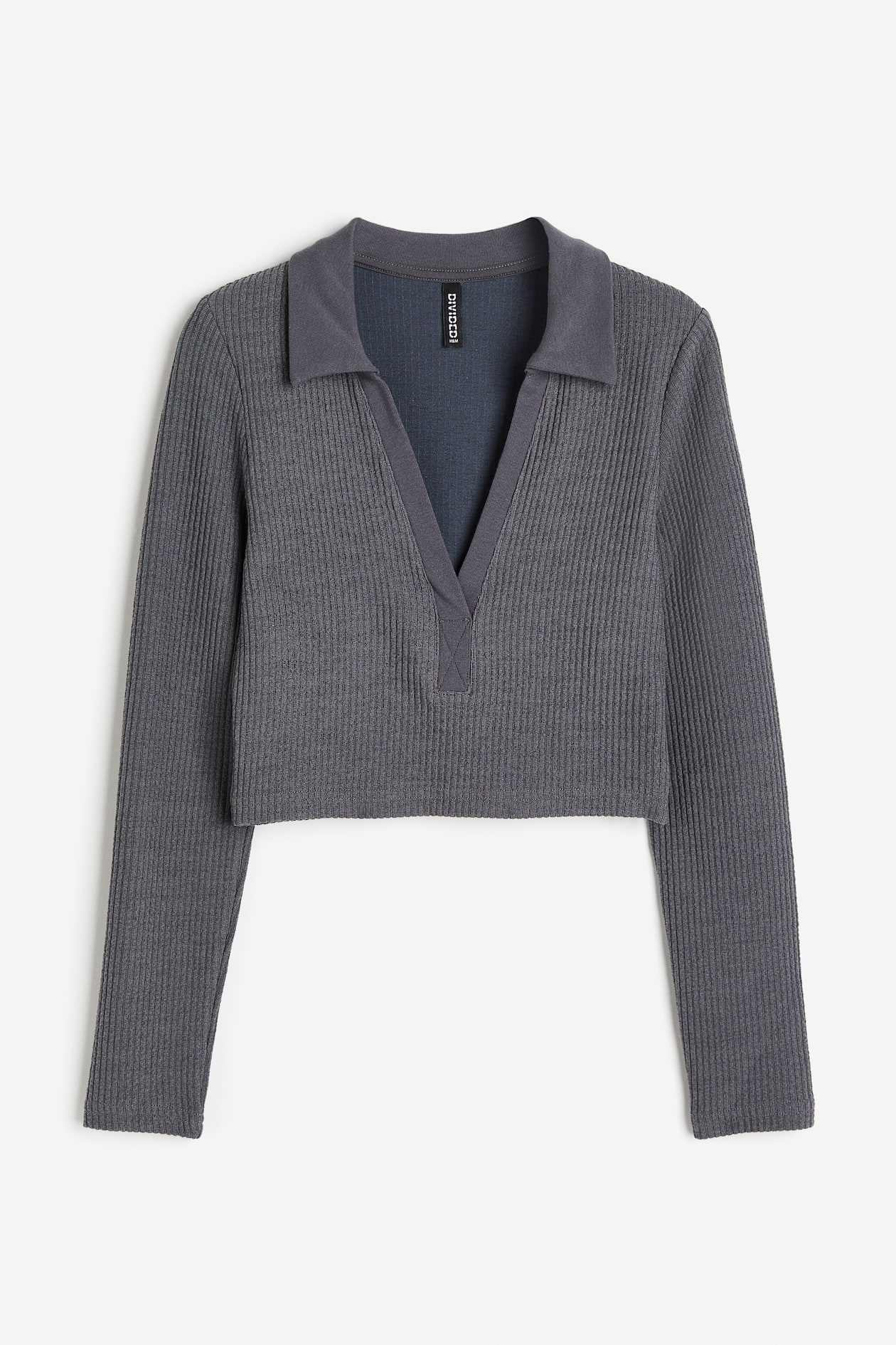 Women's Dark grey Collared jersey top | H&M IN