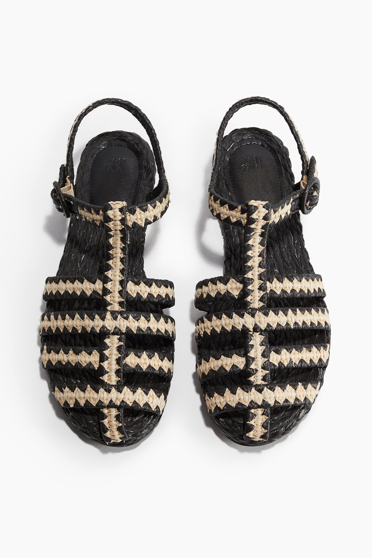 Women's Black/light beige Straw Fisherman Sandals | H&M US